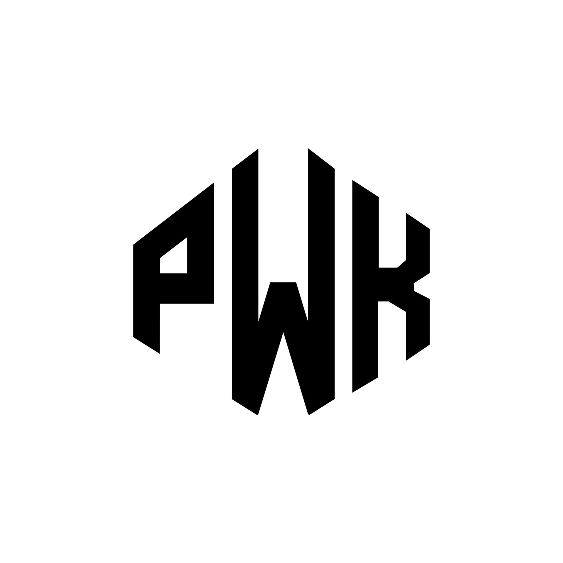 diseño de logotipo de letra pwk con forma de polígono. diseño de ...