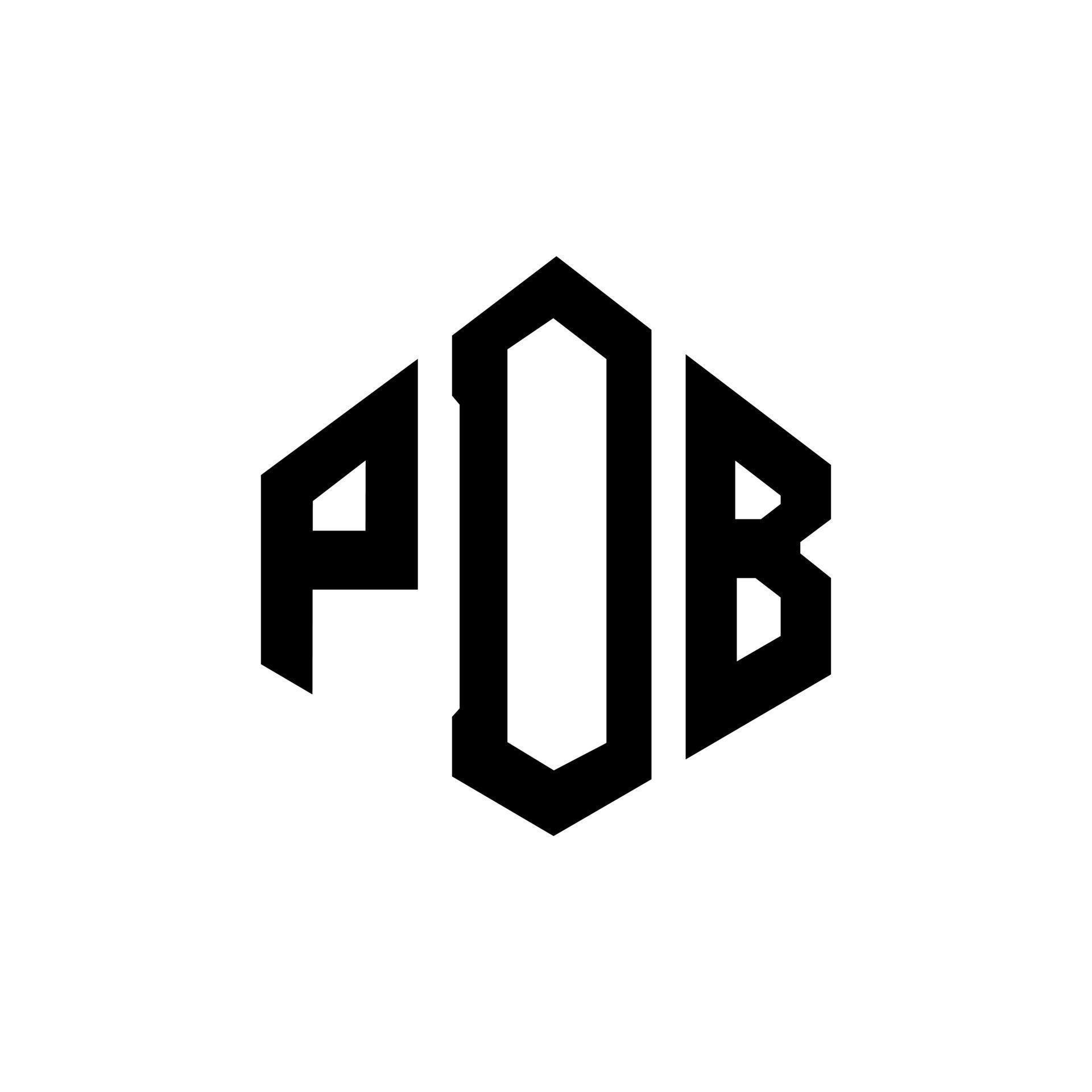 diseño de logotipo de letra pdb con forma de polígono. Diseño de logotipo de forma de cubo y ...