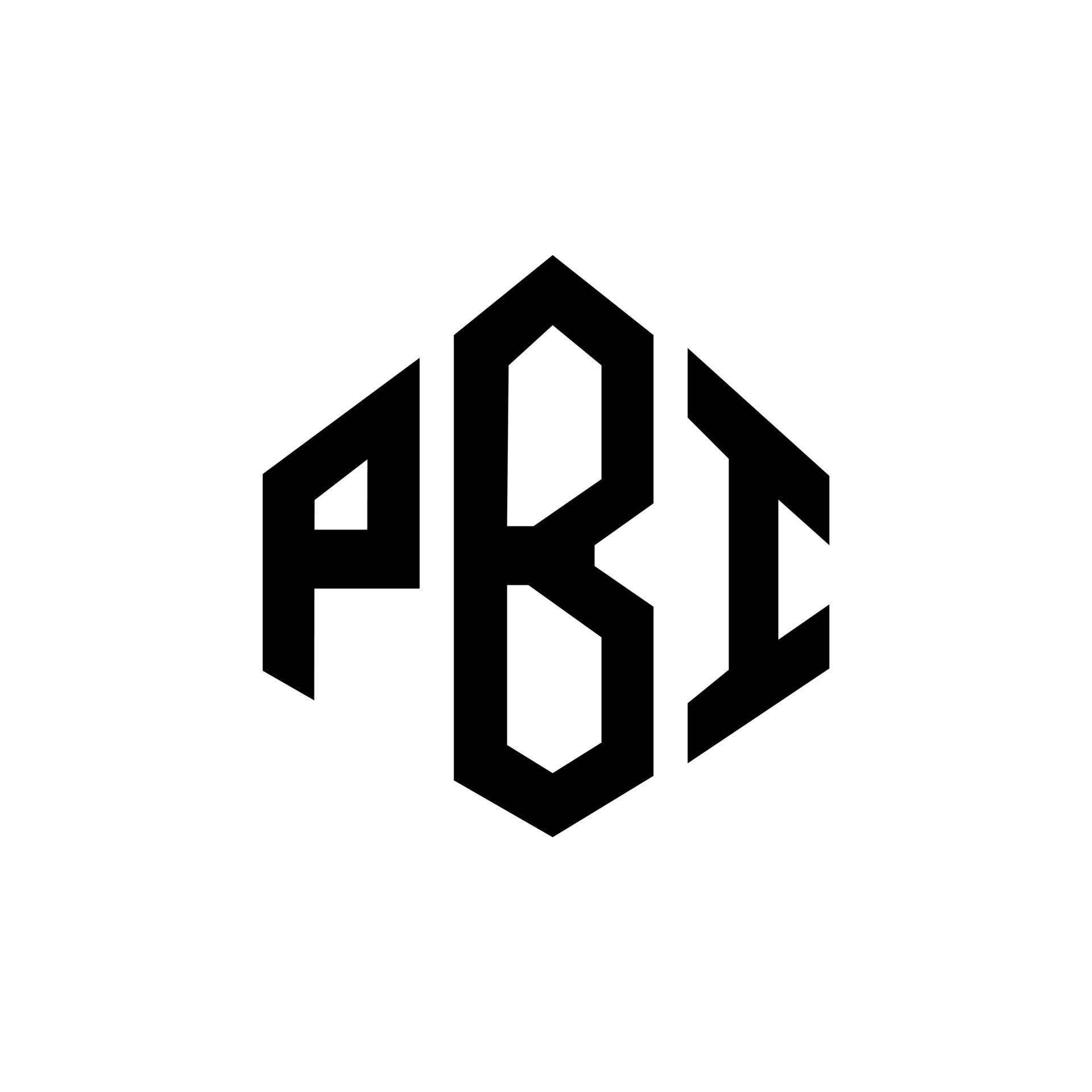diseño de logotipo de letra pbi con forma de polígono. diseño de logotipo de forma de cubo y ...
