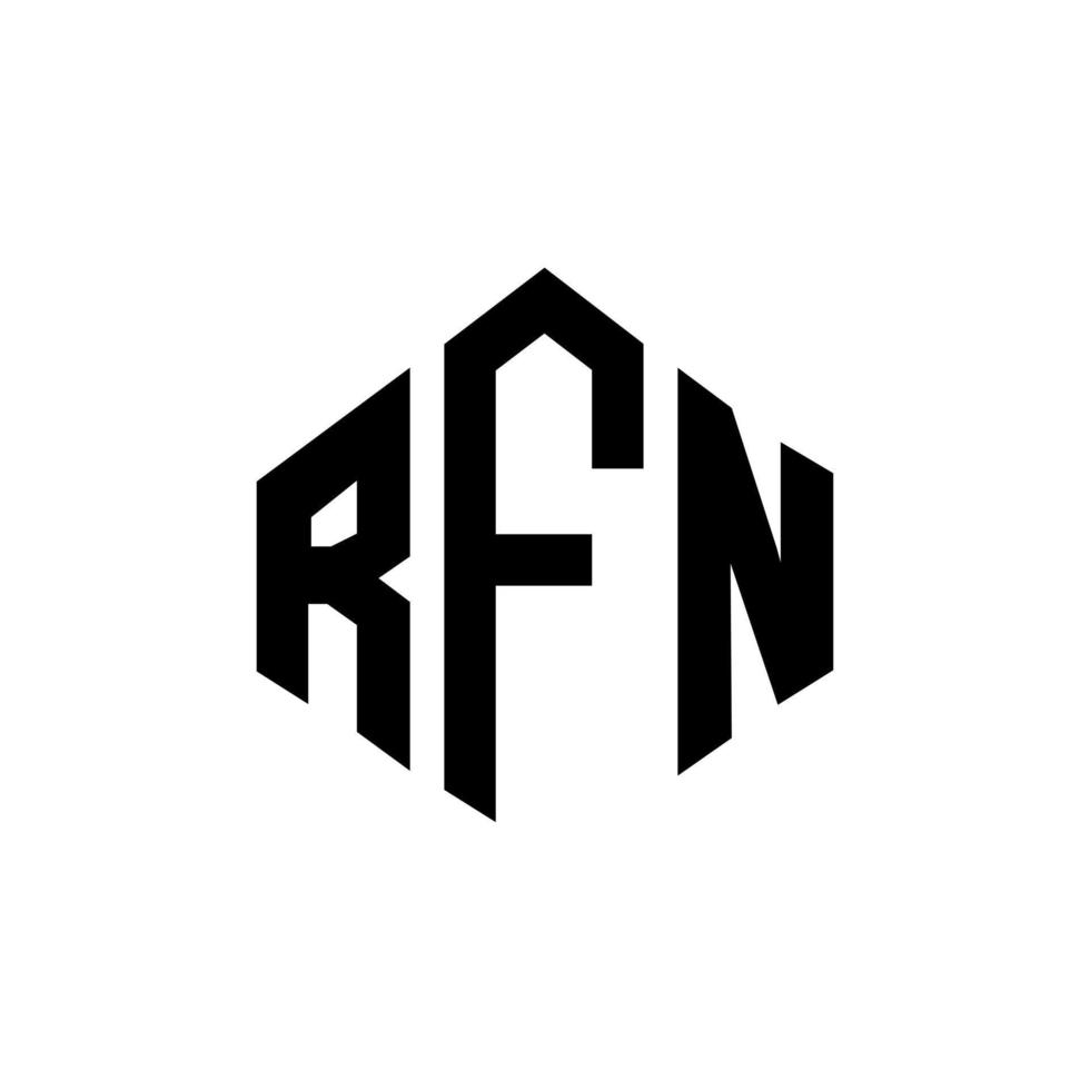 diseño de logotipo de letra rfn con forma de polígono. diseño de logotipo en forma de cubo y ...