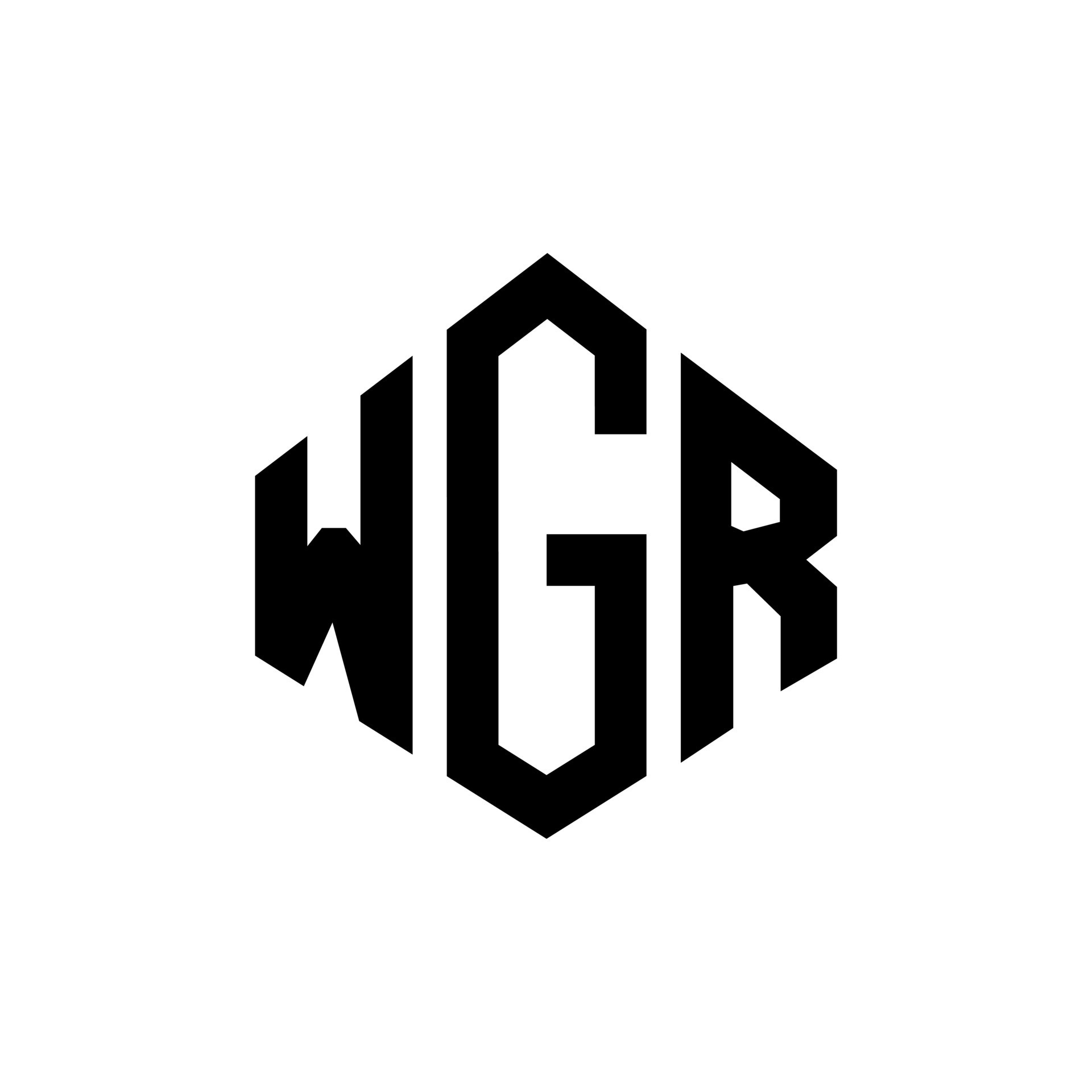diseño de logotipo de letra wgr con forma de polígono. diseño de logotipo en forma de cubo y ...