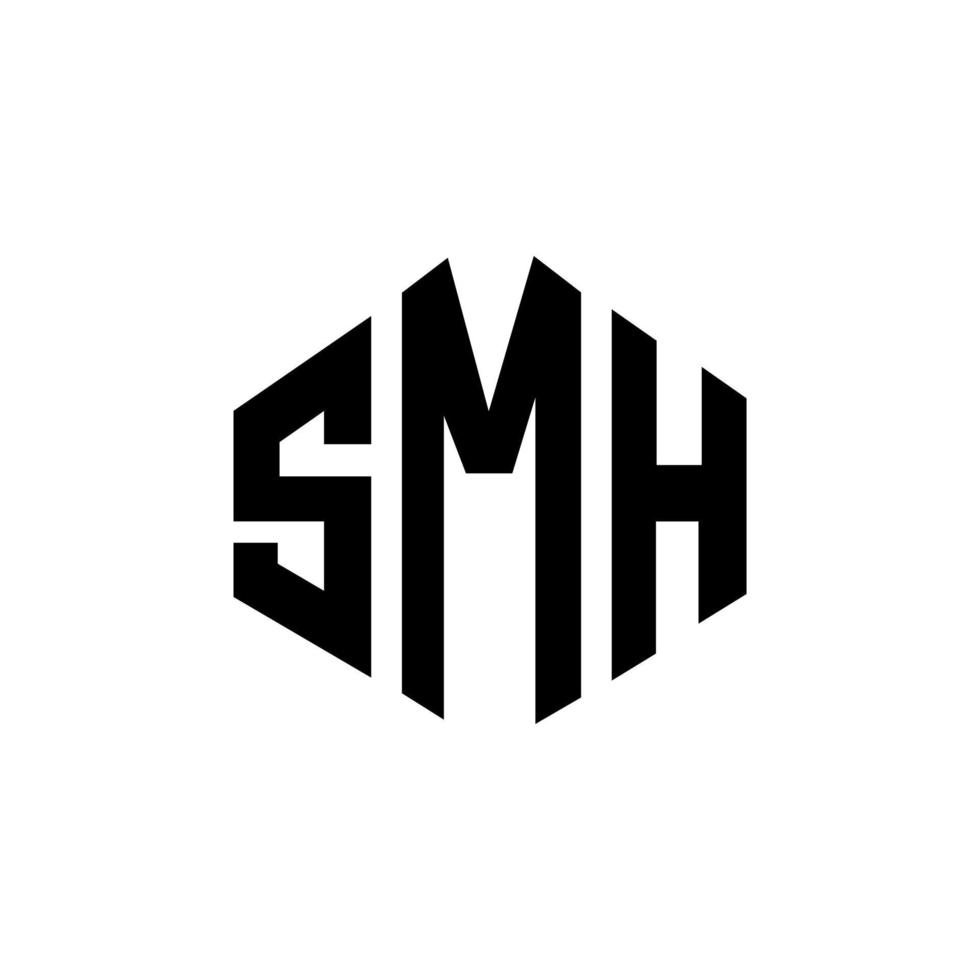 diseño de logotipo de letra smh con forma de polígono. diseño de logotipo en forma de cubo y ...