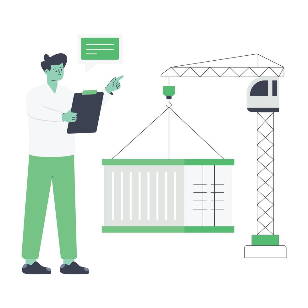 An editable flat illustration of container loading 9204509 Vector Art ...