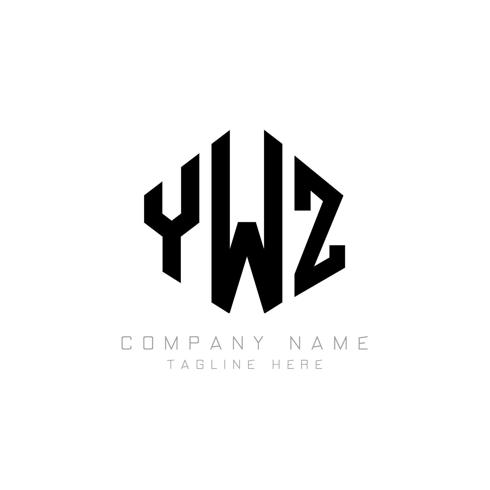 YWZ letter logo design with polygon shape. YWZ polygon and cube shape logo design. YWZ hexagon ...