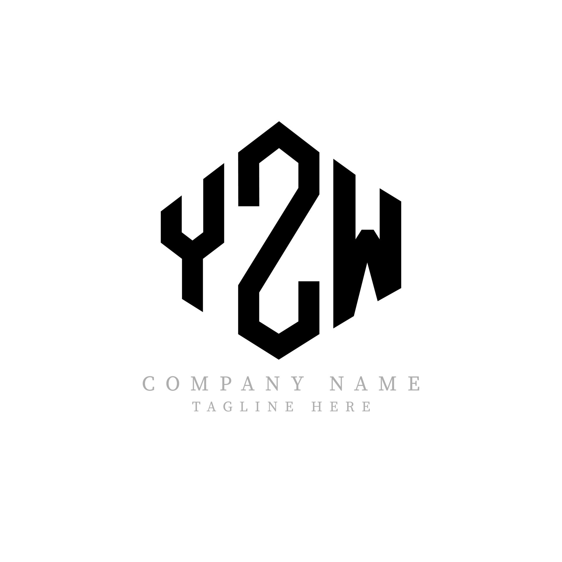 YZW letter logo design with polygon shape. YZW polygon and cube shape logo design. YZW hexagon ...