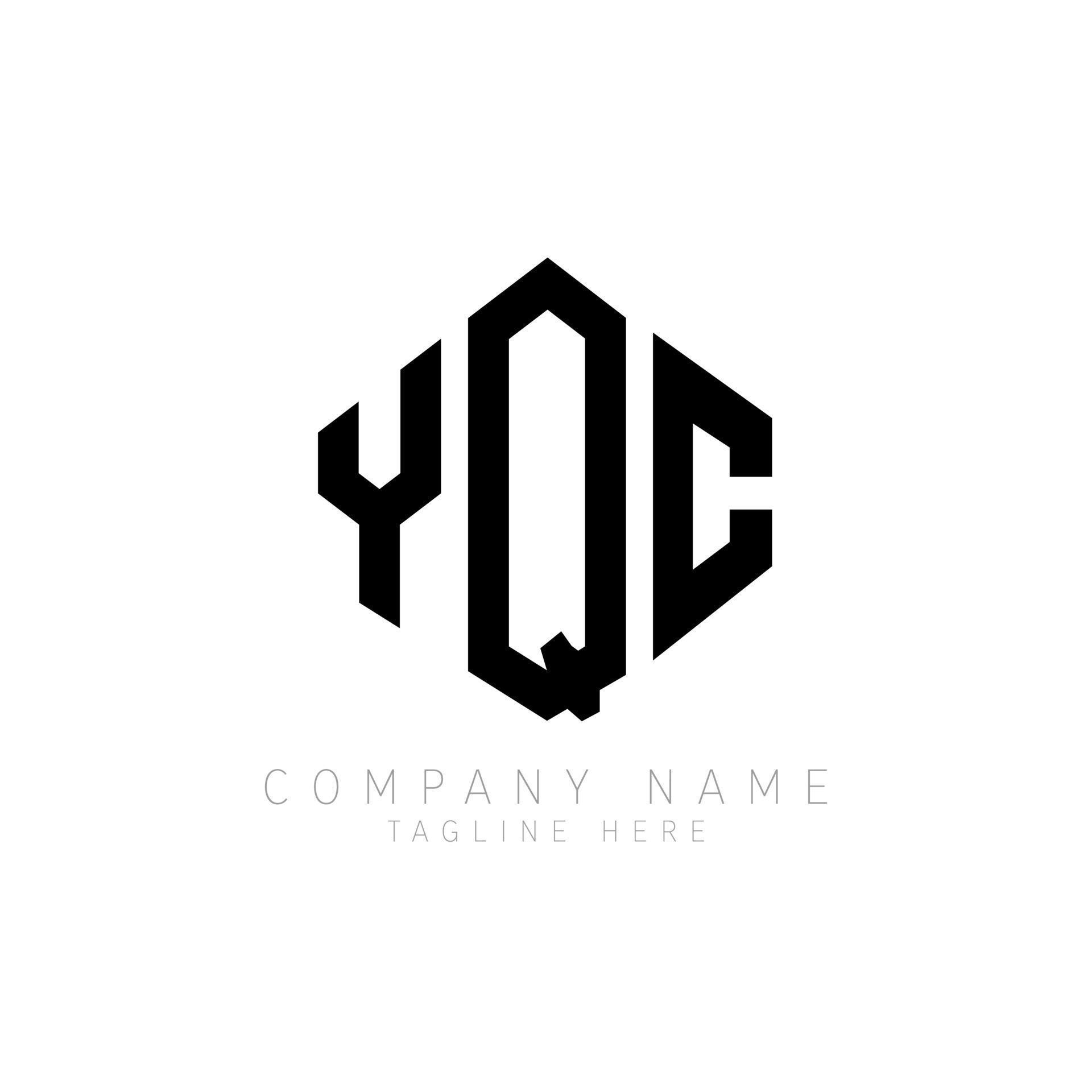 YQC letter logo design with polygon shape. YQC polygon and cube shape logo design. YQC hexagon ...