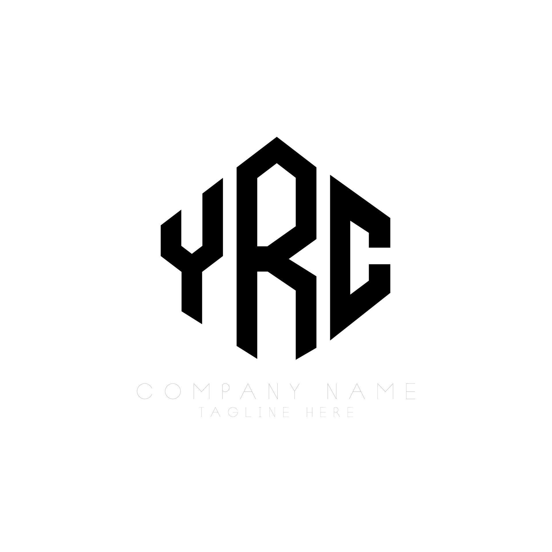 YRC letter logo design with polygon shape. YRC polygon and cube shape logo design. YRC hexagon ...