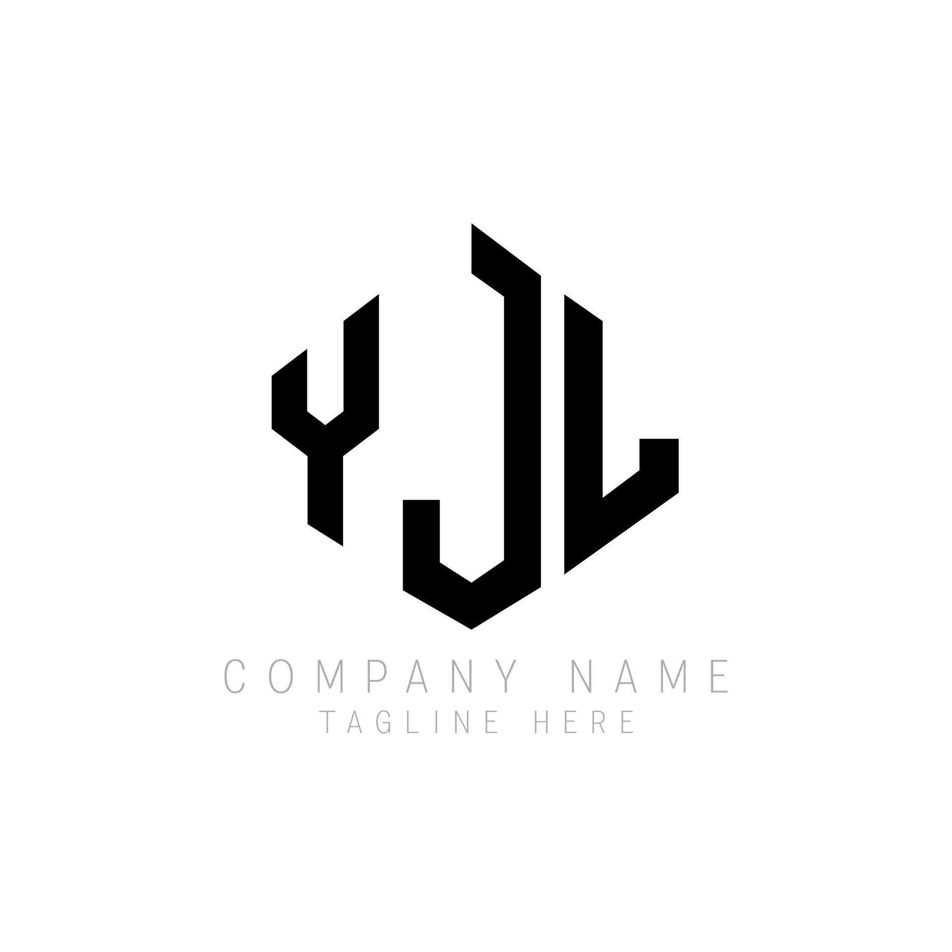 YJL letter logo design with polygon shape. YJL polygon and cube shape logo design. YJL hexagon ...