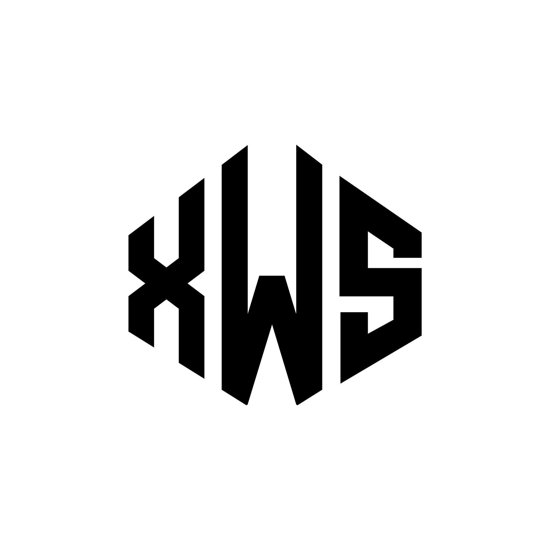 diseño de logotipo de letra xws con forma de polígono. Diseño de logotipo en forma de cubo y ...