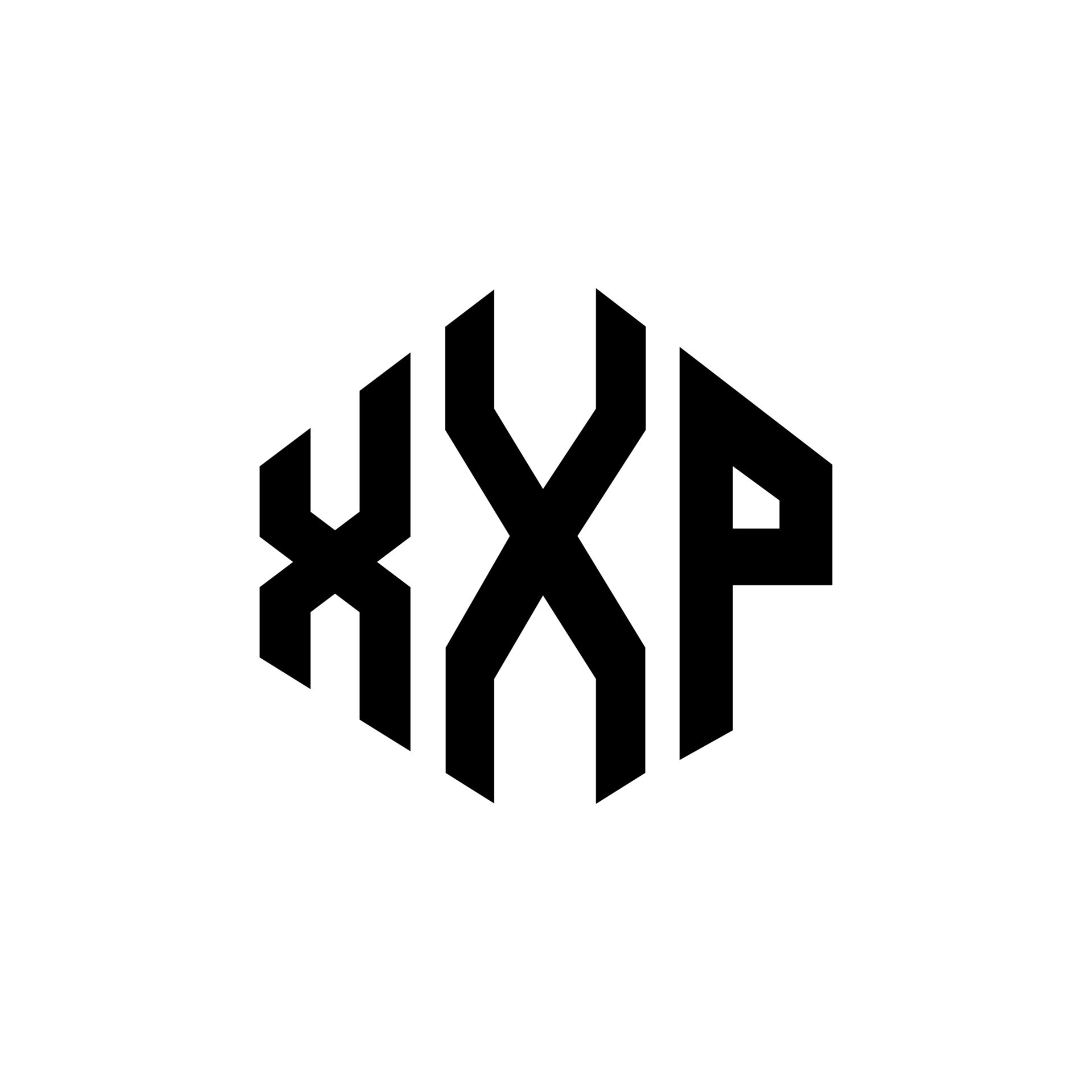 diseño de logotipo de letra xxp con forma de polígono. Diseño de logotipo en forma de cubo y ...