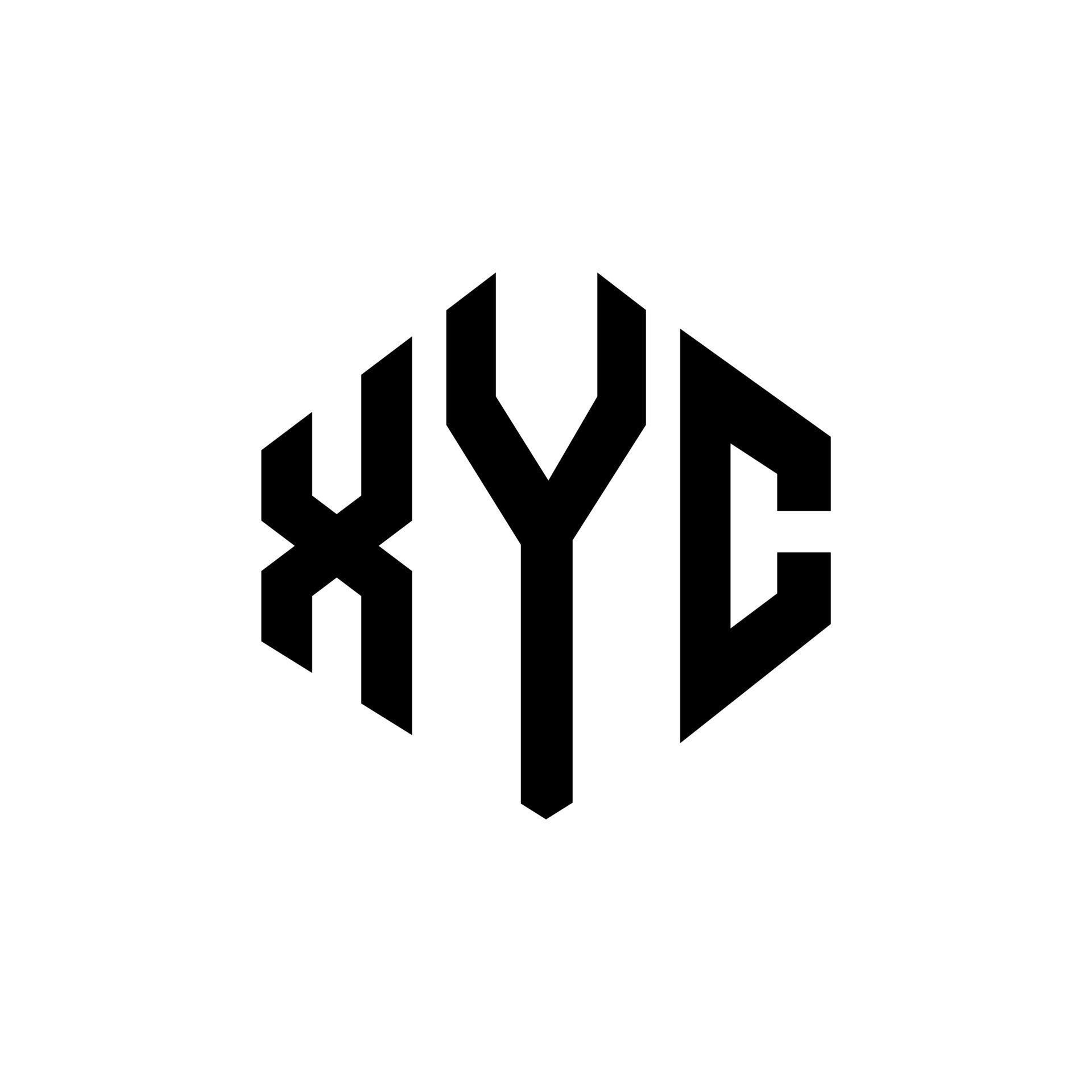 XYC letter logo design with polygon shape. XYC polygon and cube shape logo design. XYC hexagon ...