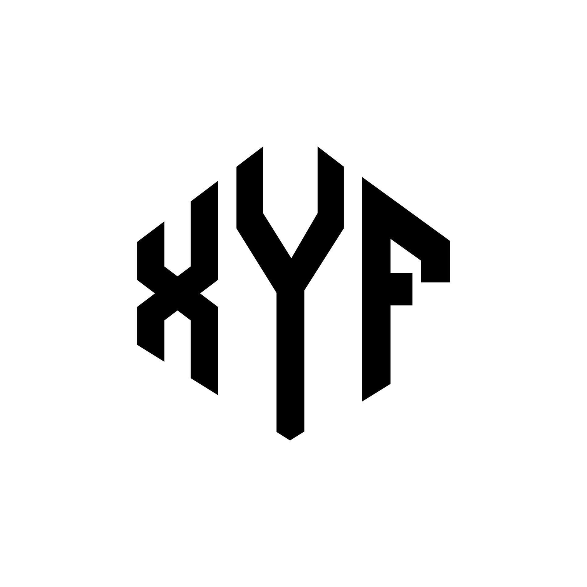 diseño de logotipo de letra xyf con forma de polígono. Diseño de logotipo en forma de cubo y ...