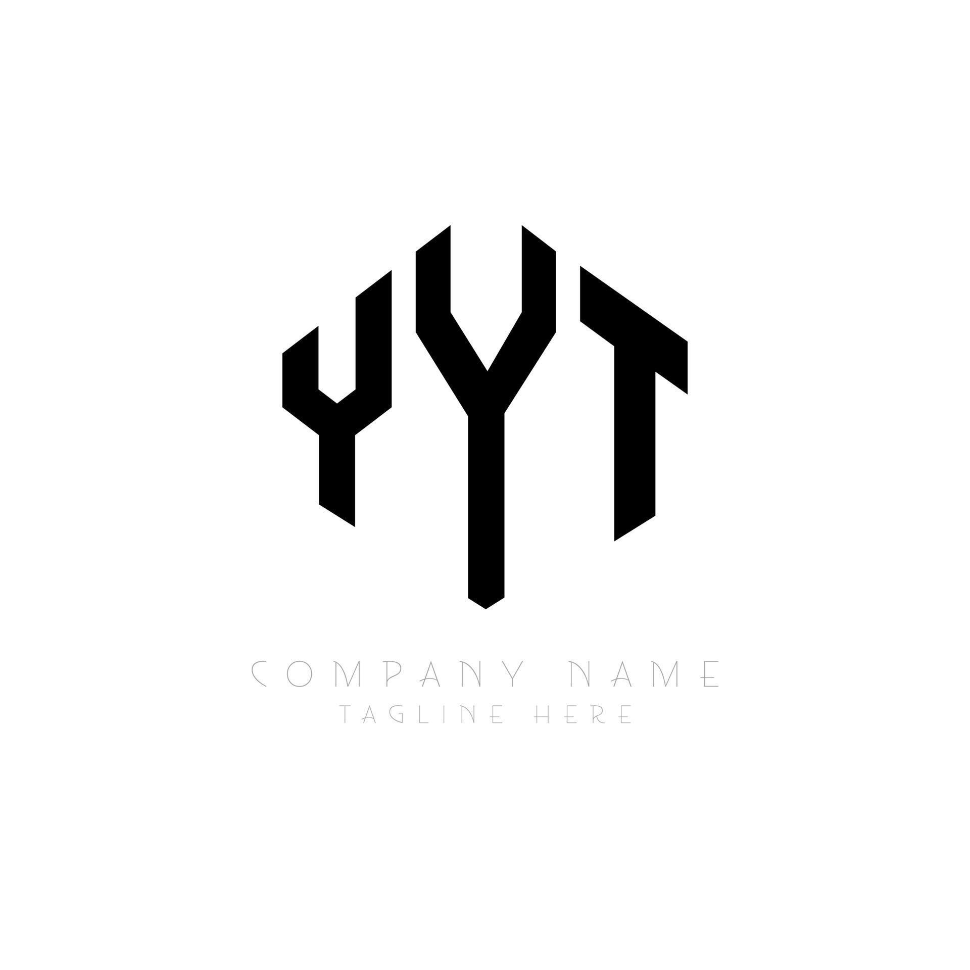YYT letter logo design with polygon shape. YYT polygon and cube shape logo design. YYT hexagon ...