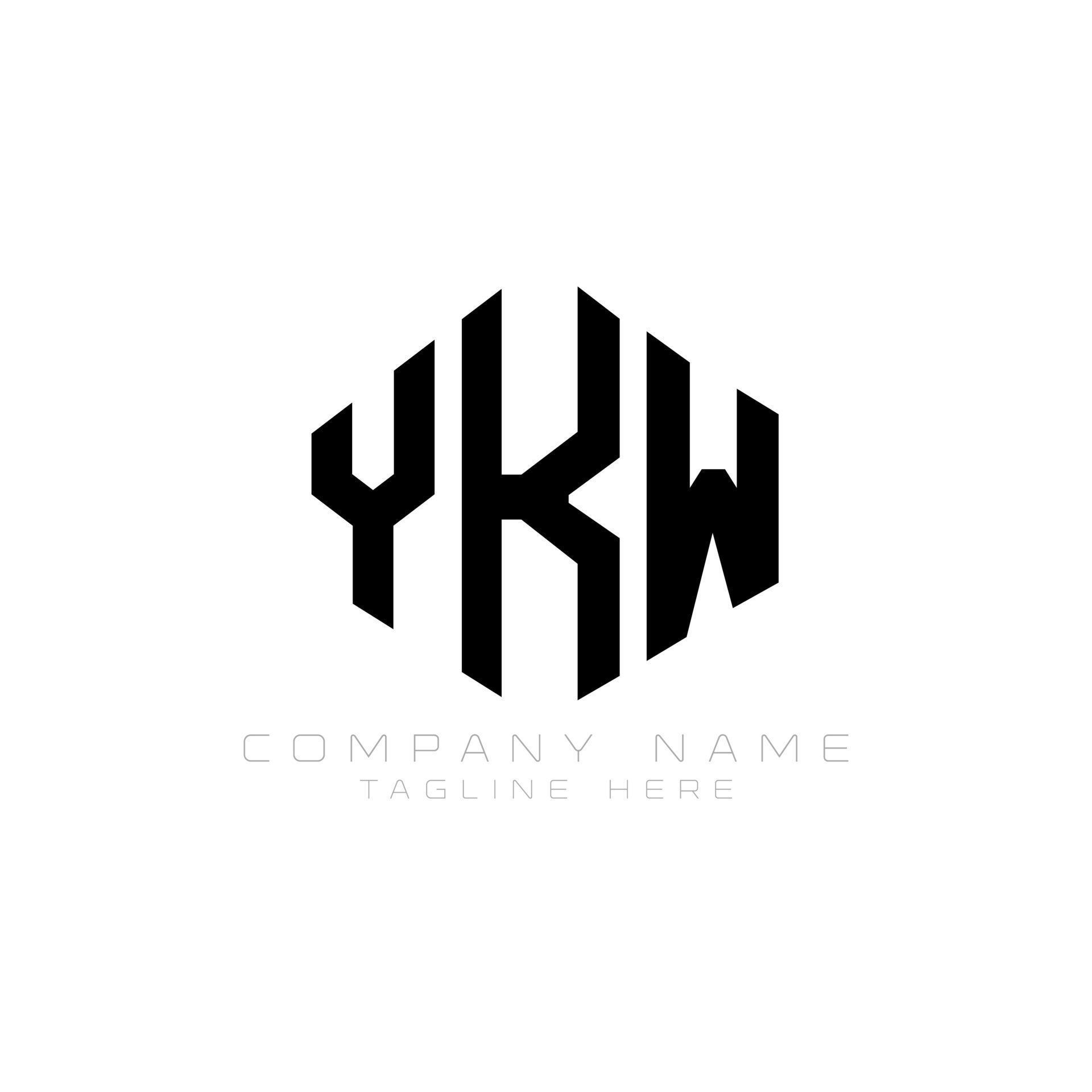 YKW letter logo design with polygon shape. YKW polygon and cube shape logo design. YKW hexagon ...