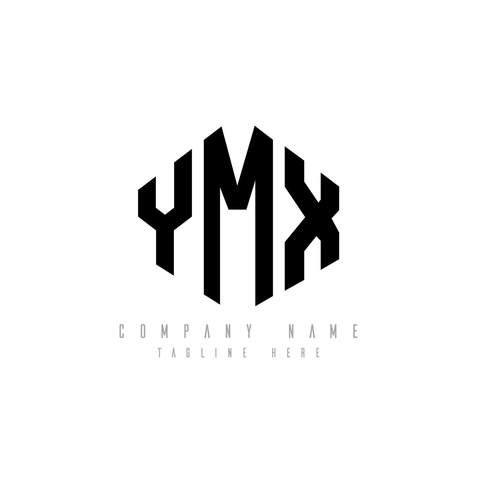 diseño de logotipo de letra ymx con forma de polígono. diseño de logotipo en forma de cubo y ...