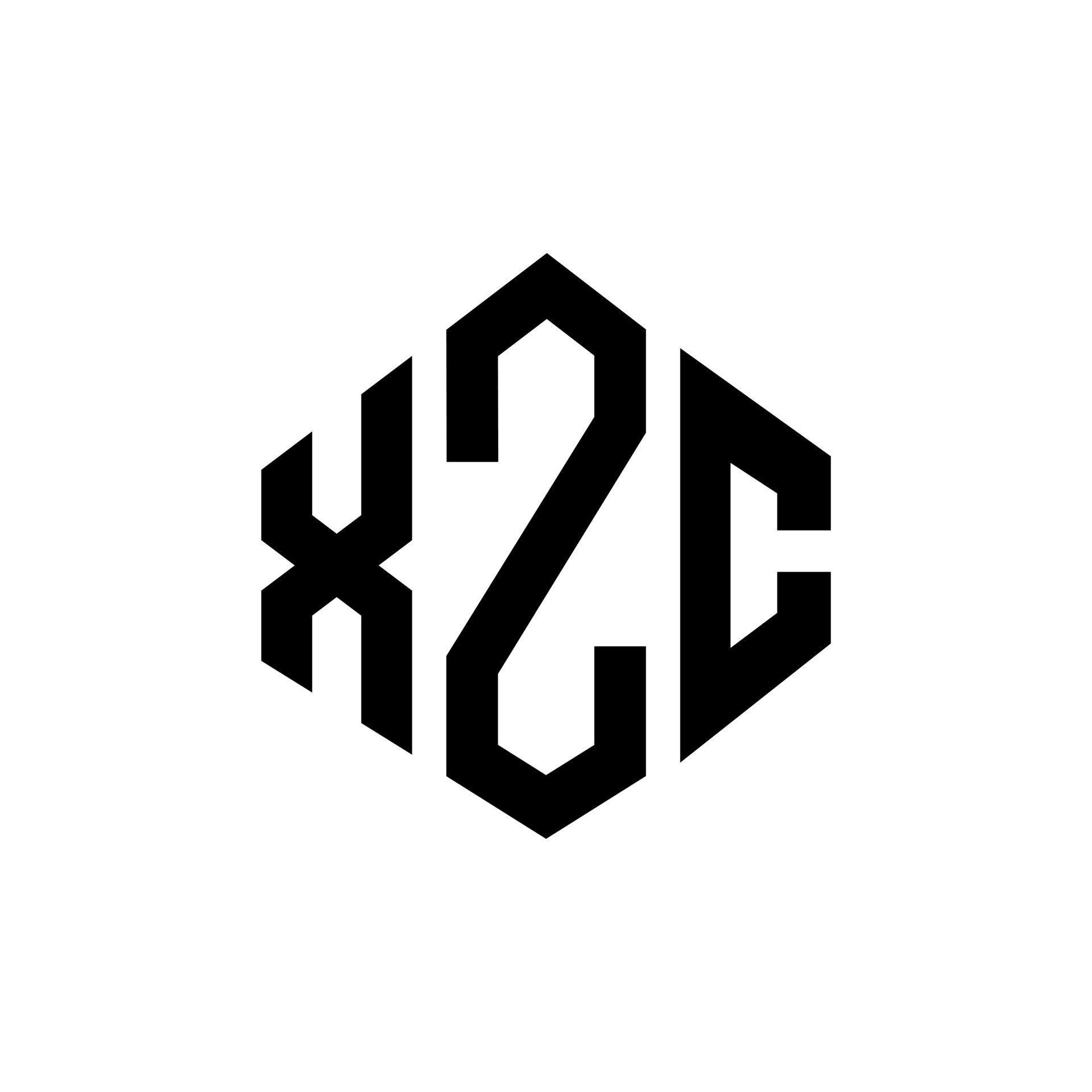 XZC letter logo design with polygon shape. XZC polygon and cube shape logo design. XZC hexagon ...