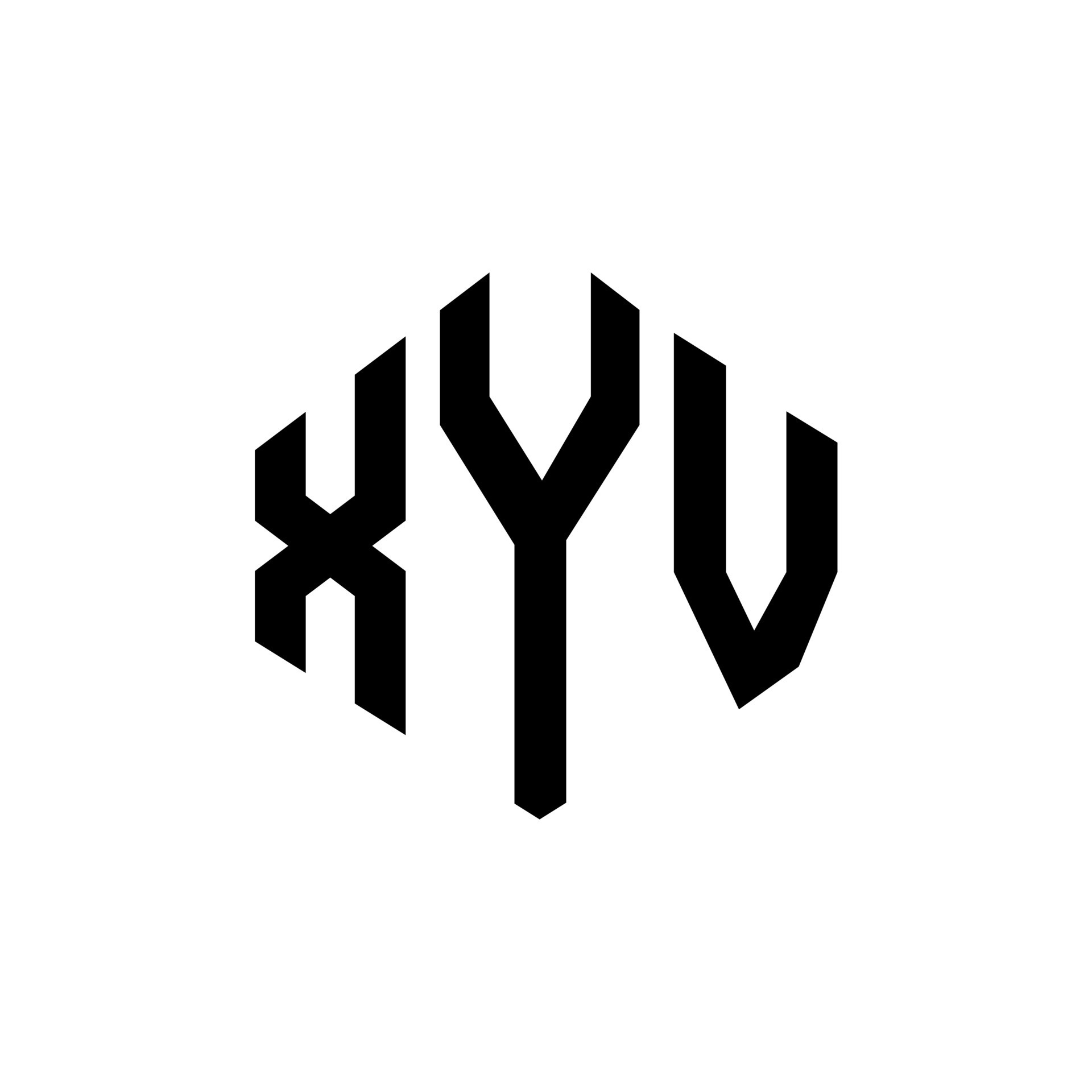 XYV letter logo design with polygon shape. XYV polygon and cube shape logo design. XYV hexagon ...