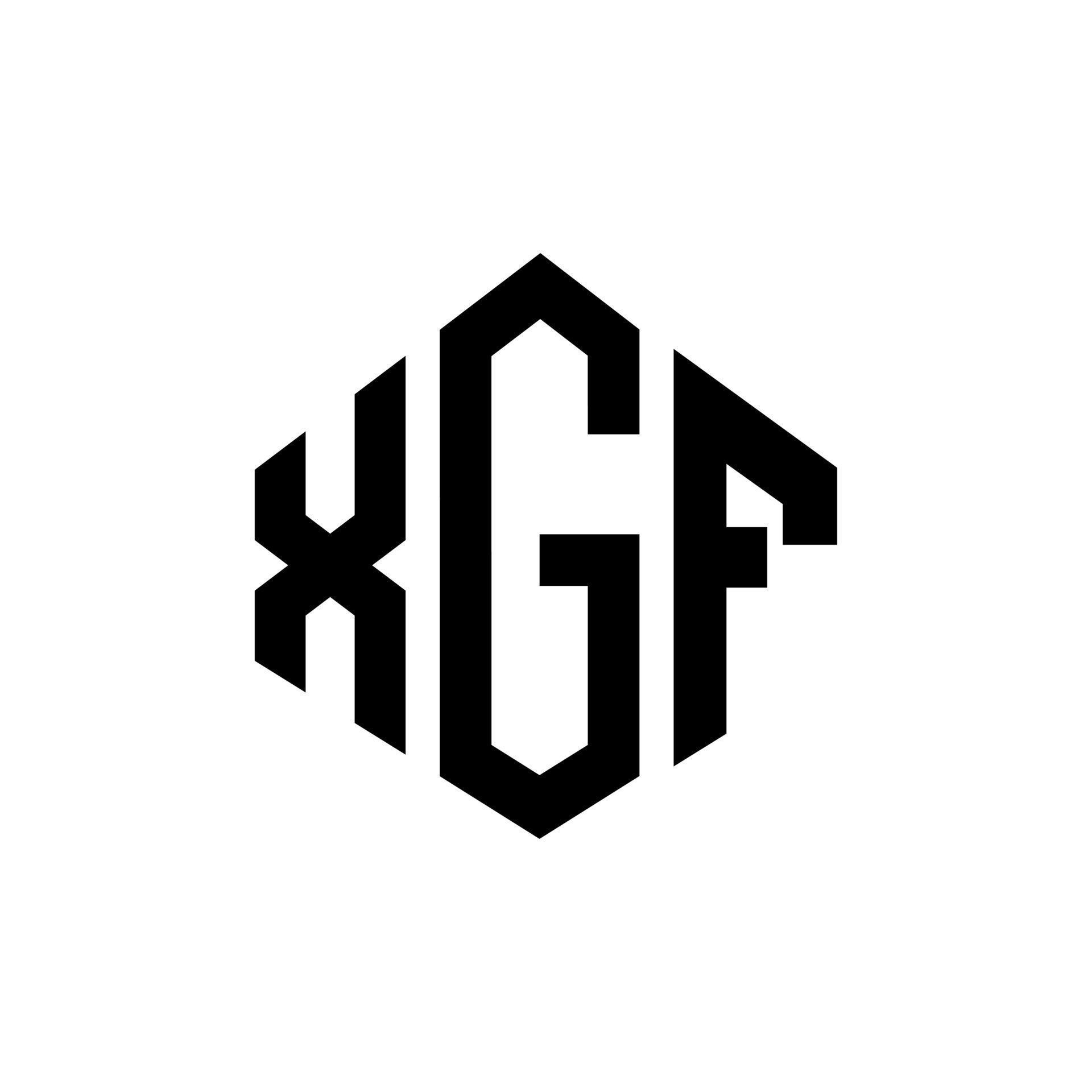 XGF letter logo design with polygon shape. XGF polygon and cube shape logo design. XGF hexagon ...