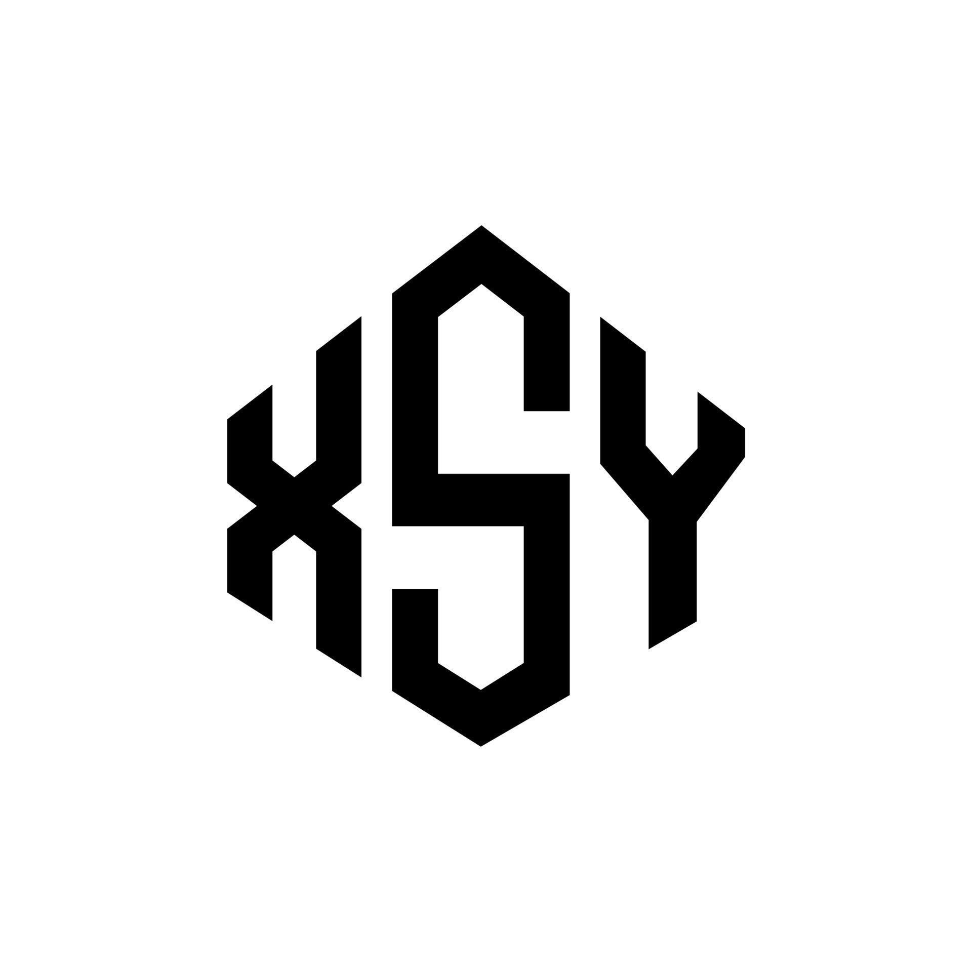 diseño de logotipo de letra xsy con forma de polígono. Diseño de logotipo en forma de cubo y ...
