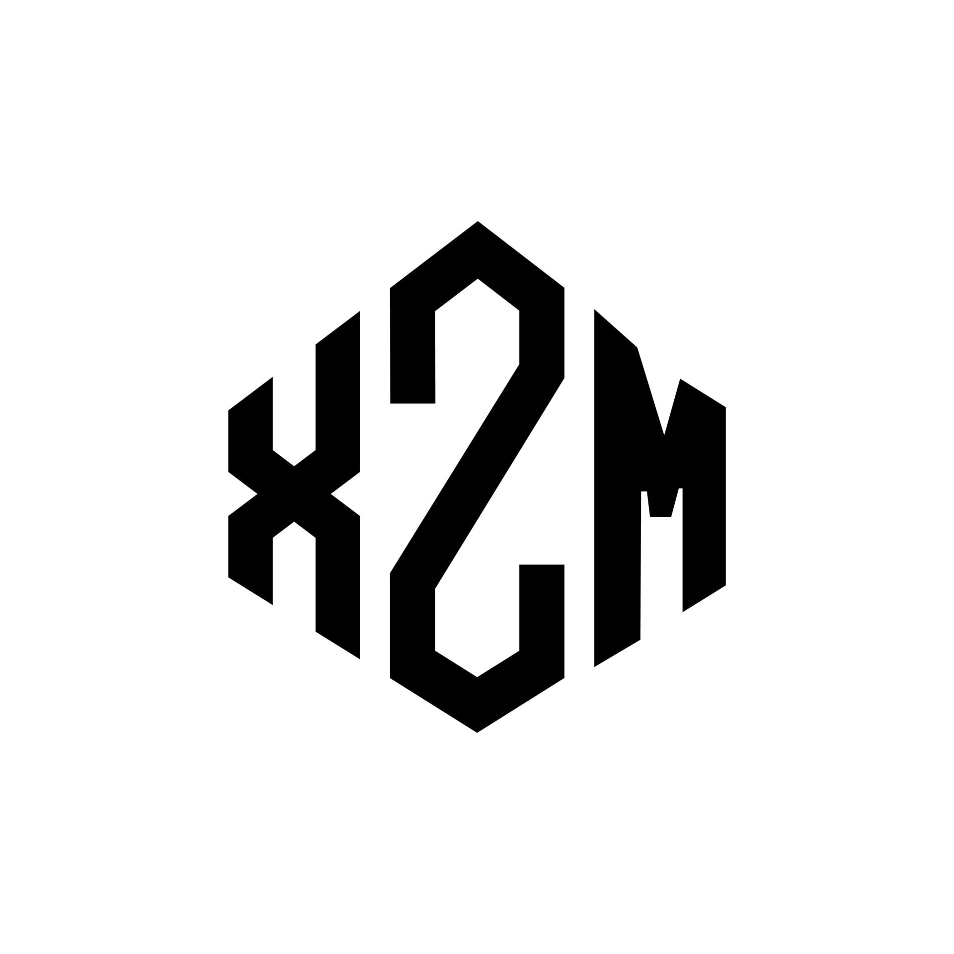 diseño de logotipo de letra xzm con forma de polígono. Diseño de logotipo en forma de cubo y ...