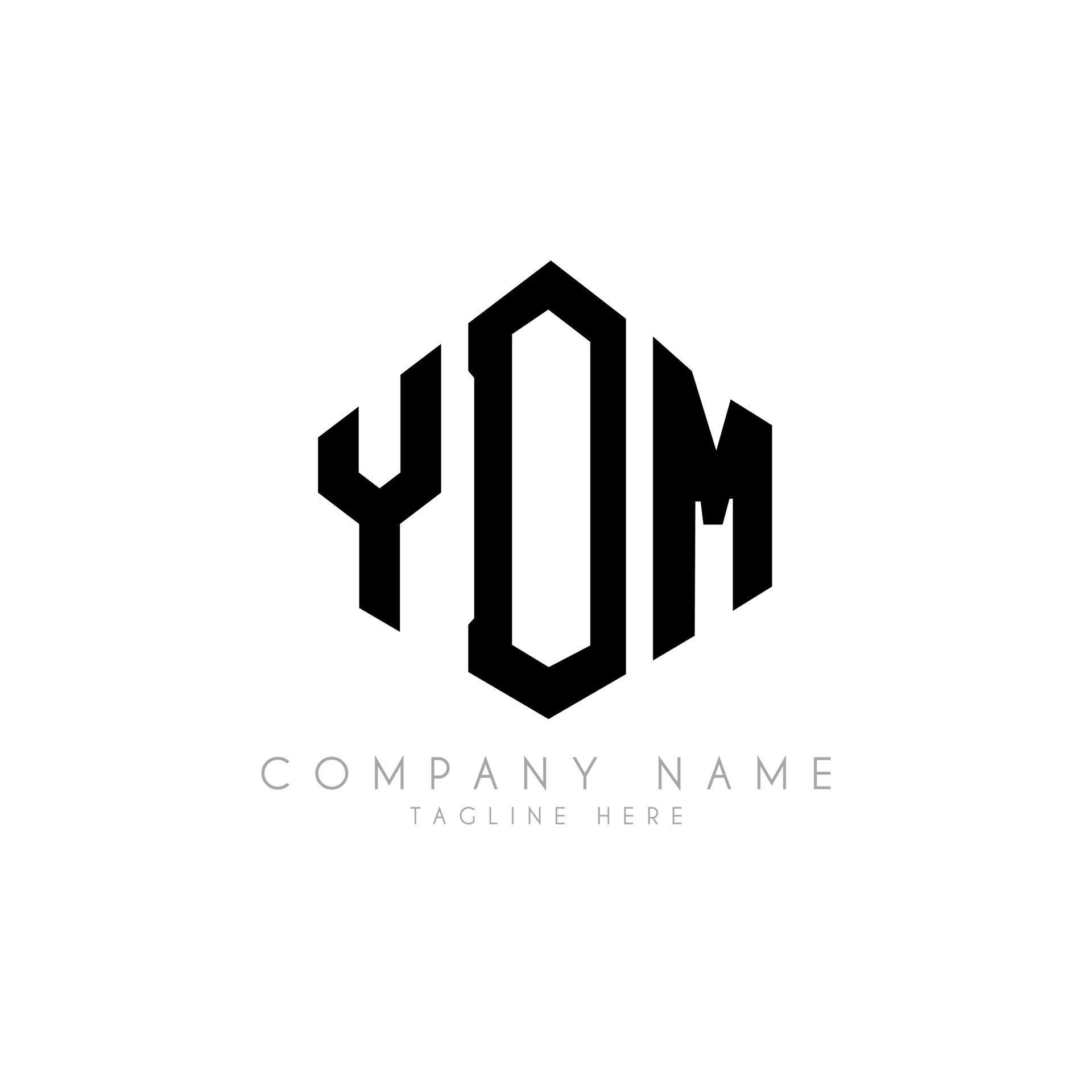 diseño de logotipo de letra ydm con forma de polígono. diseño de logotipo en forma de cubo y ...