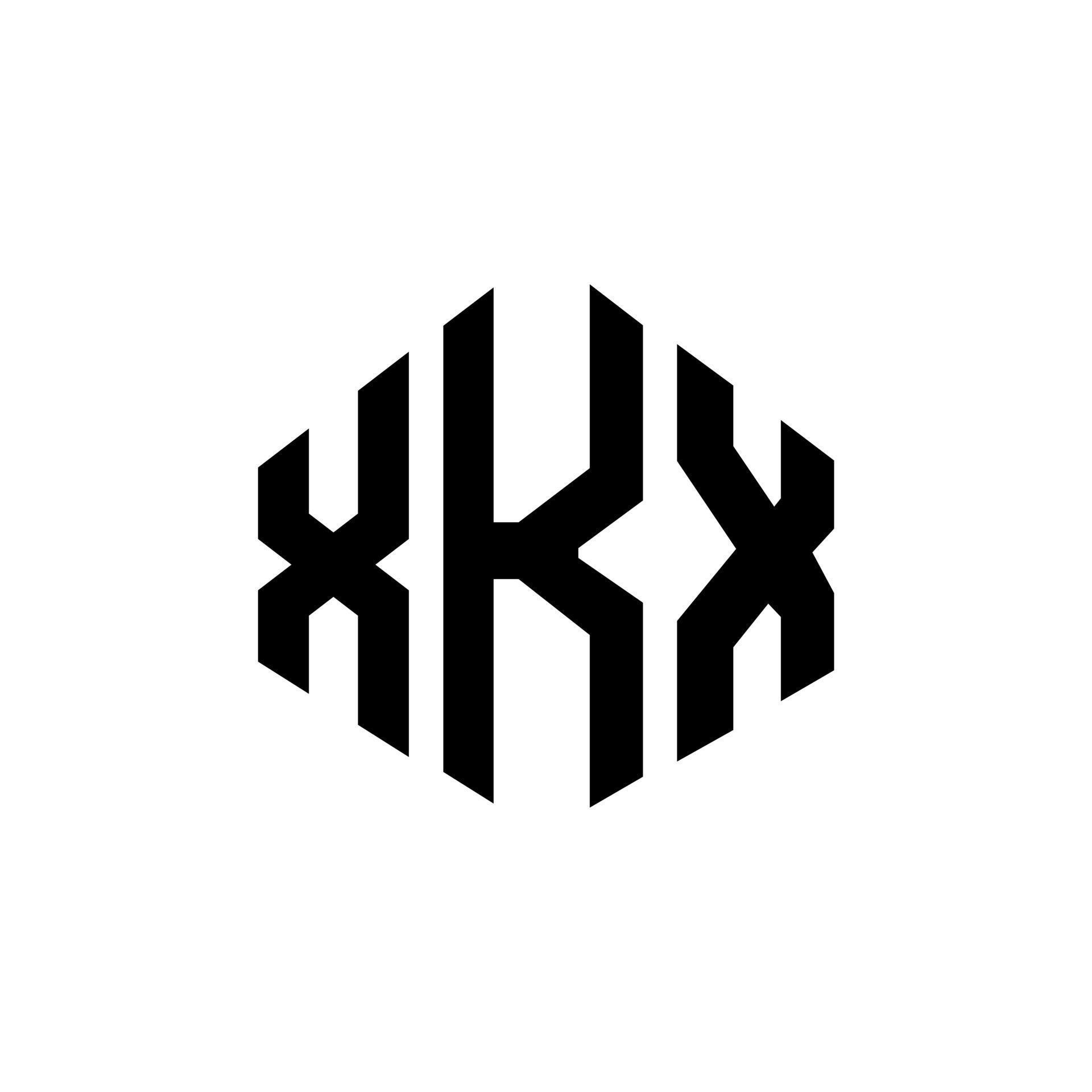 Diseño de logotipo de letra xkx con forma de polígono. Diseño de logotipo en forma de cubo y ...