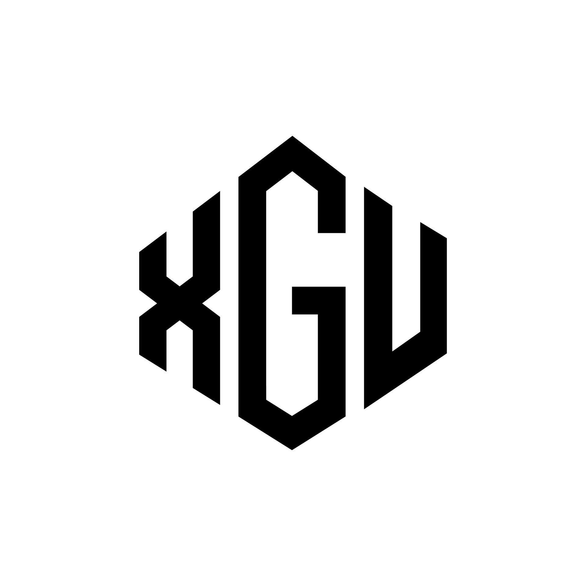 diseño de logotipo de letra xgu con forma de polígono. diseño de logotipo en forma de cubo y ...