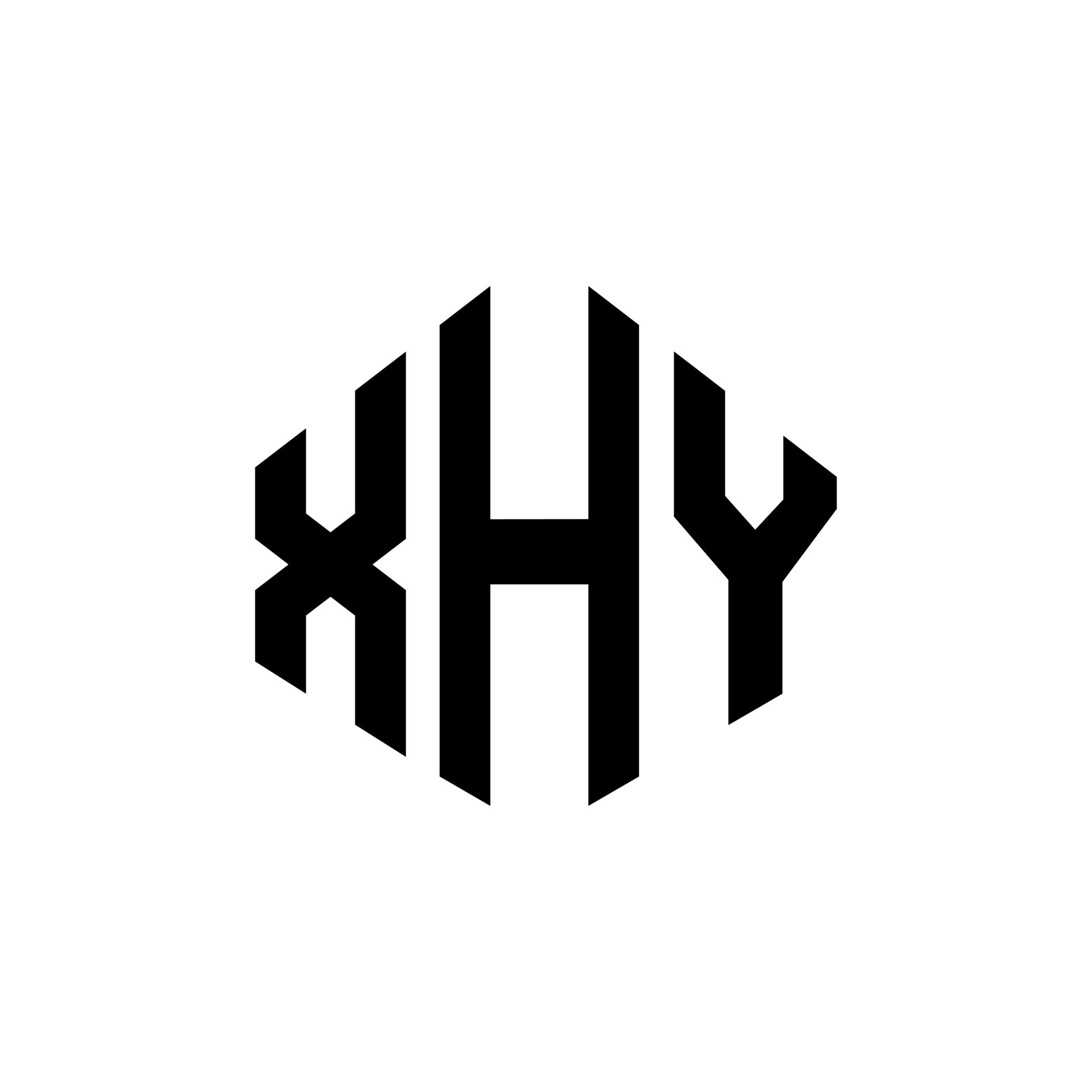 diseño de logotipo de letra xhy con forma de polígono. diseño de logotipo en forma de cubo y ...