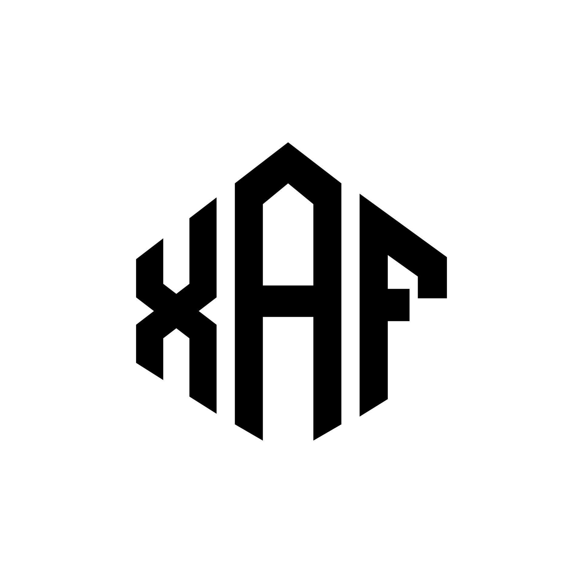 diseño de logotipo de letra xaf con forma de polígono. diseño de logotipo en forma de cubo y ...