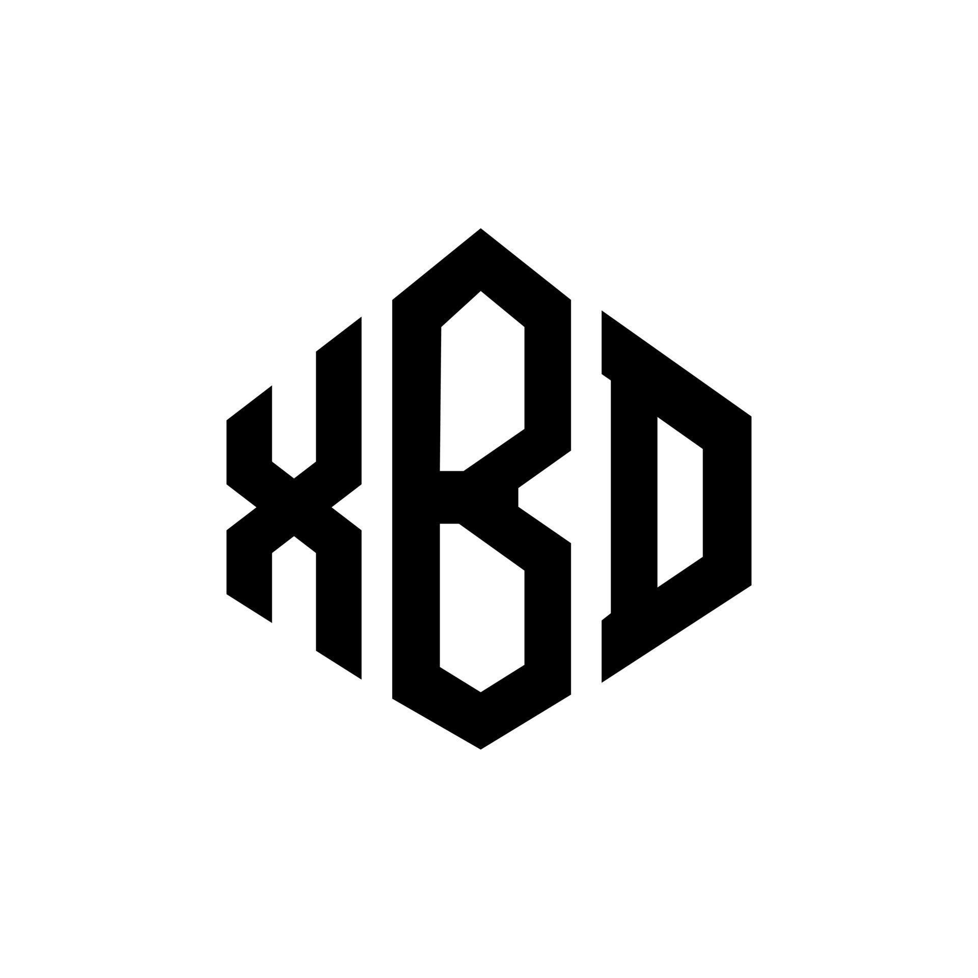 diseño de logotipo de letra xbd con forma de polígono. Diseño de logotipo en forma de cubo y ...