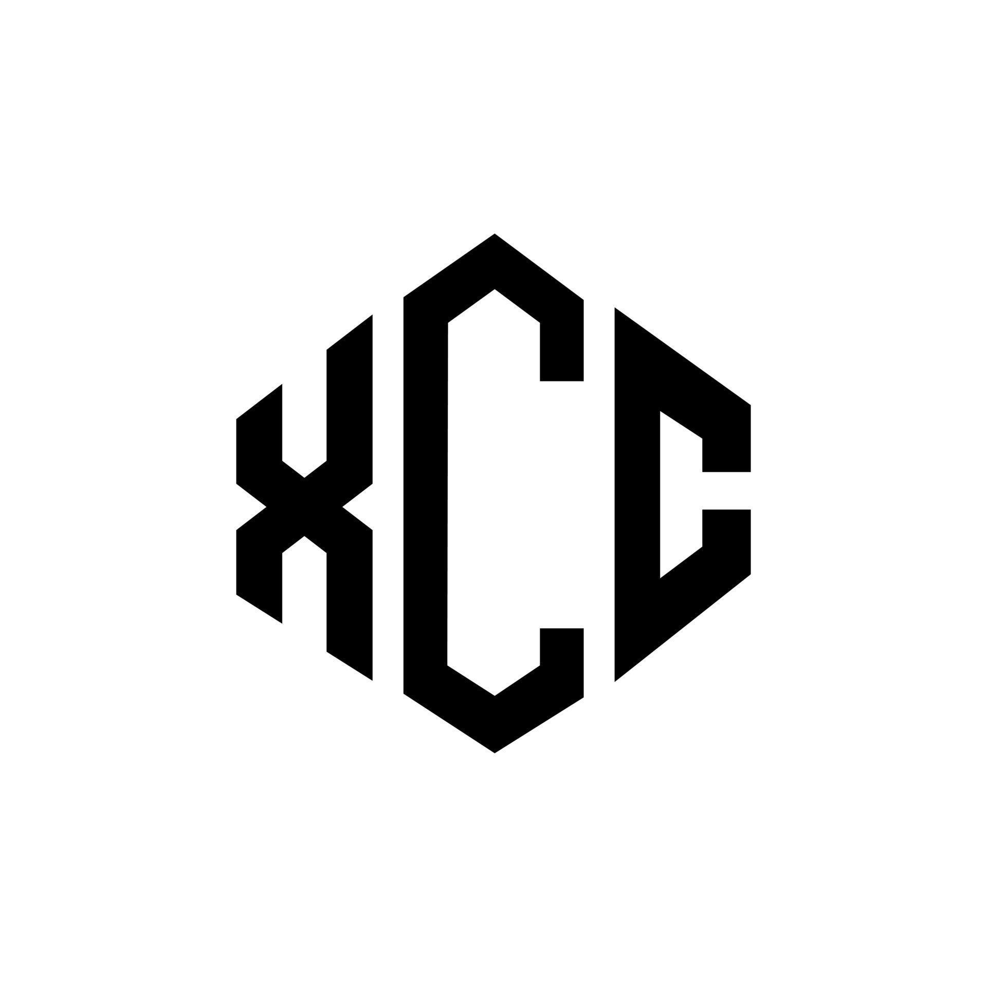 diseño de logotipo de letra xcc con forma de polígono. diseño de logotipo en forma de cubo y ...