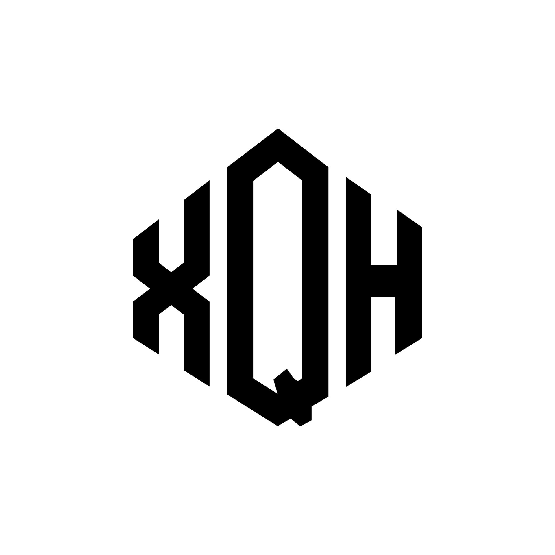 diseño de logotipo de letra xqh con forma de polígono. diseño de logotipo en forma de cubo y ...