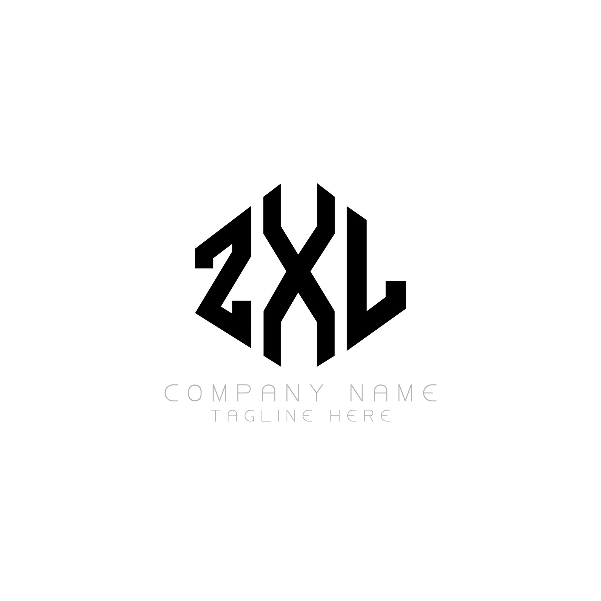 ZXL letter logo design with polygon shape. ZXL polygon and cube shape logo design. ZXL hexagon ...