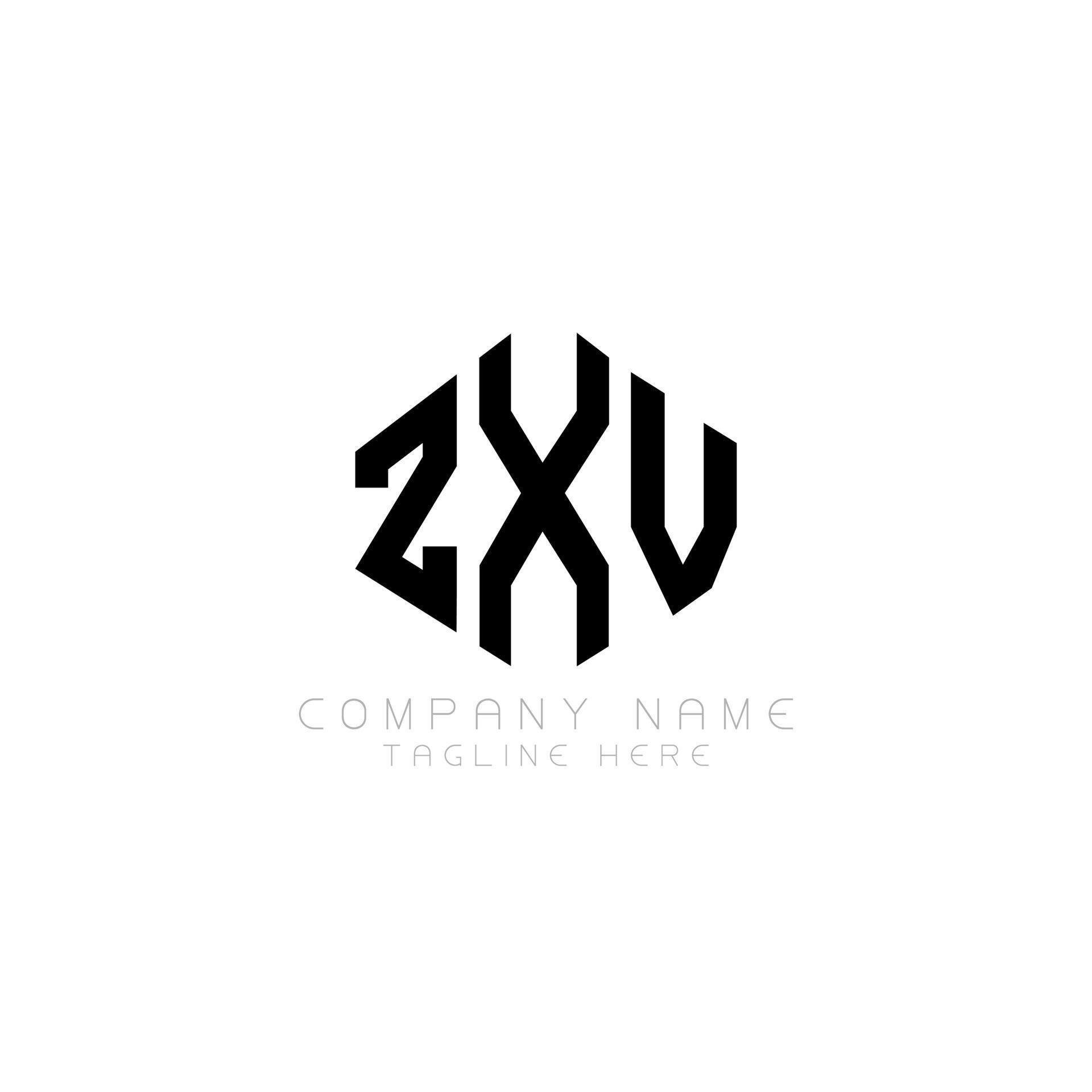 ZXV letter logo design with polygon shape. ZXV polygon and cube shape ...