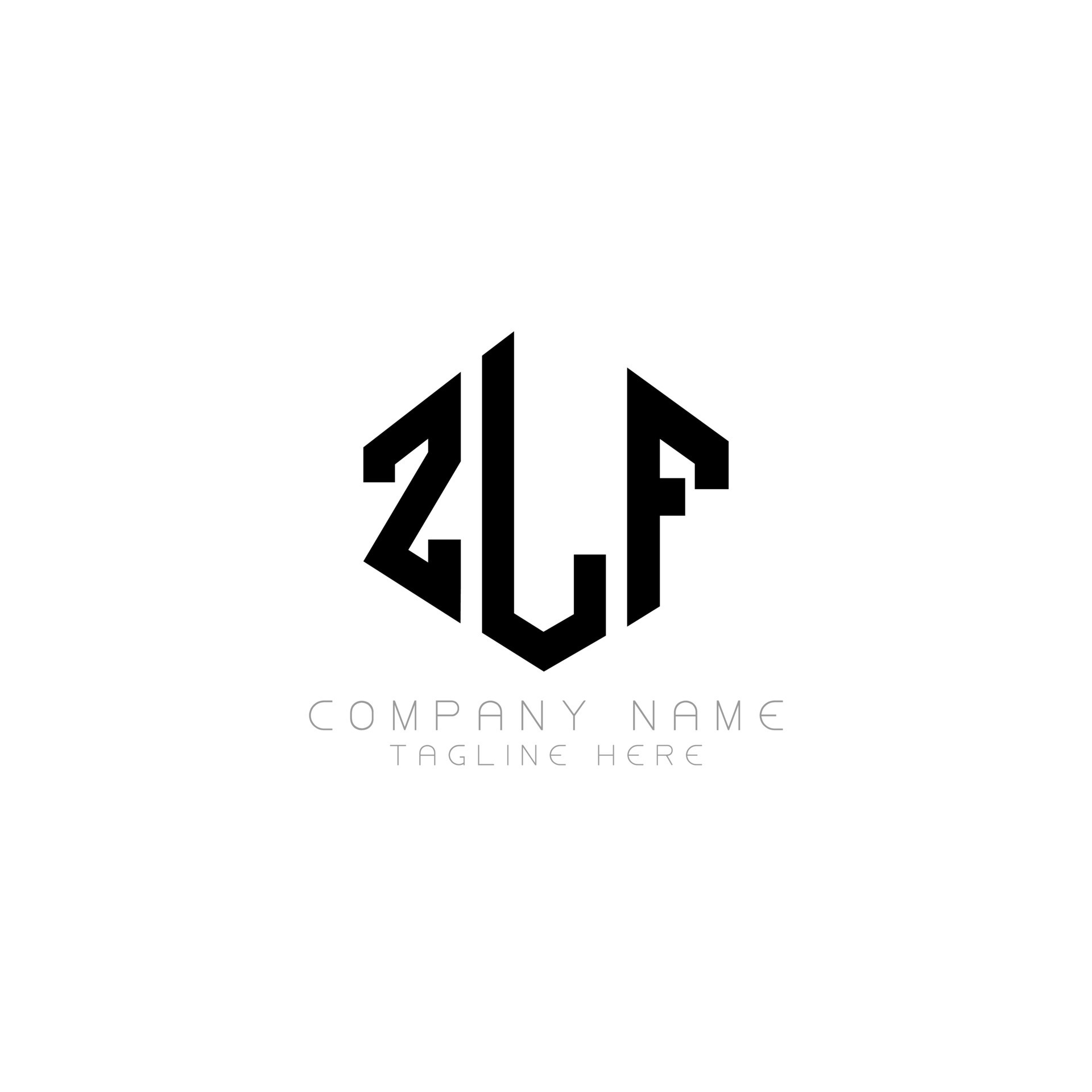 diseño de logotipo de letra zlf con forma de polígono. Diseño de logotipo en forma de cubo y ...