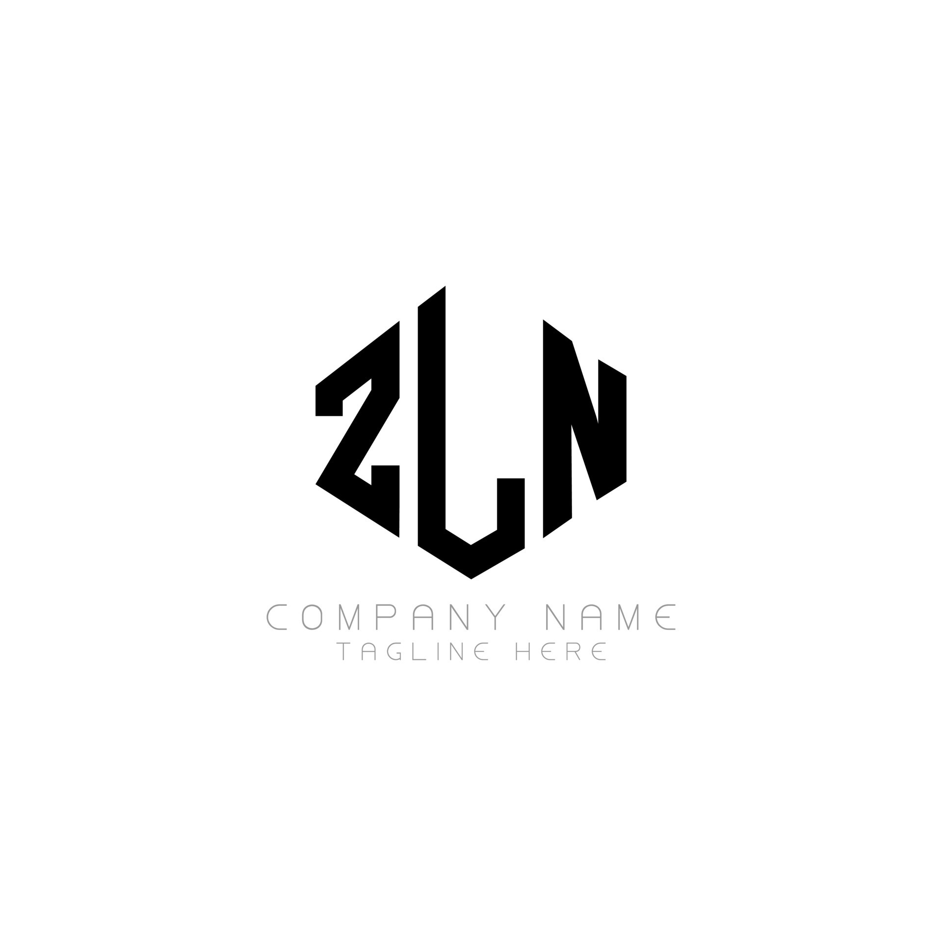 diseño de logotipo de letra zln con forma de polígono. Diseño de logotipo en forma de cubo y ...