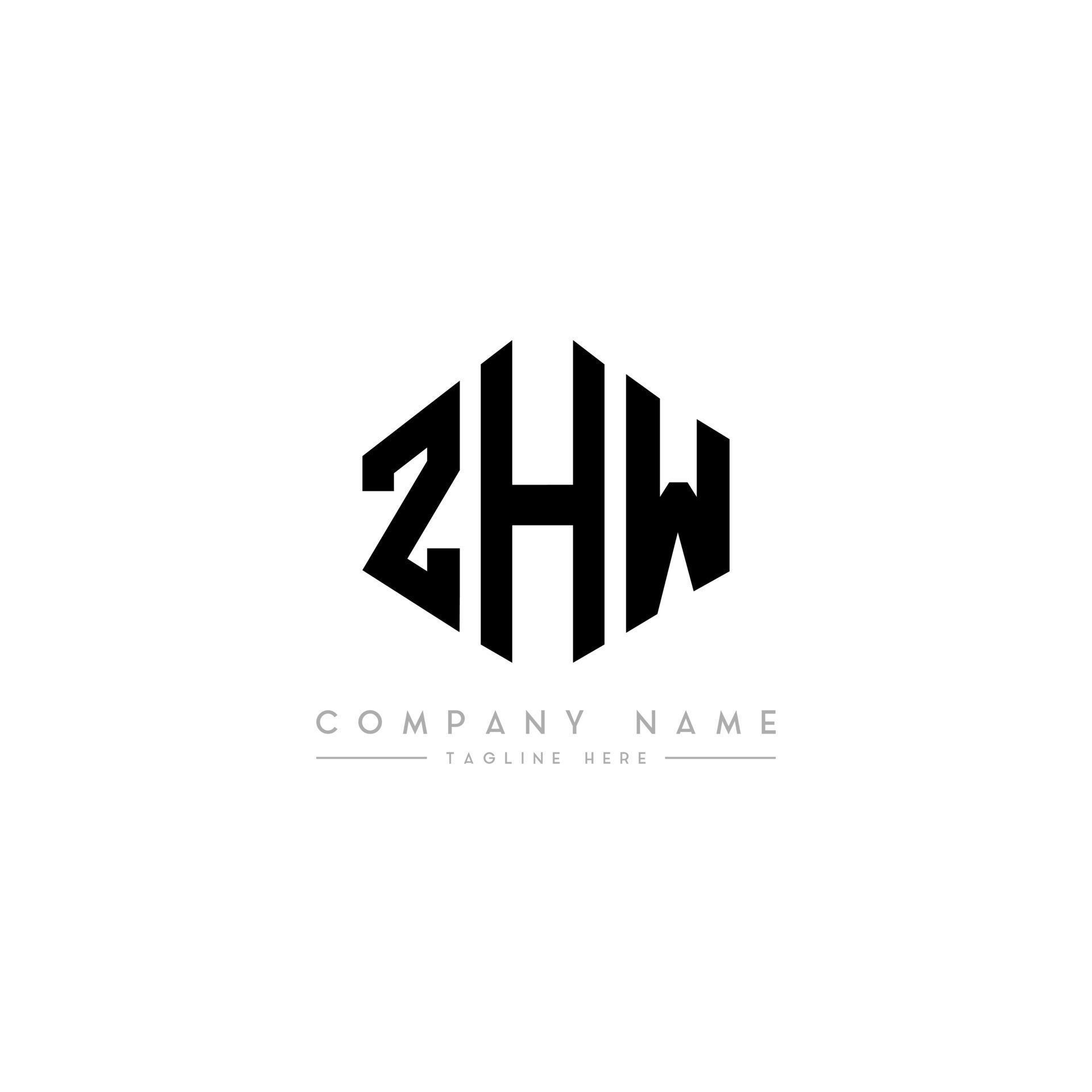 diseño de logotipo de letra zhw con forma de polígono. Diseño de logotipo en forma de cubo y ...