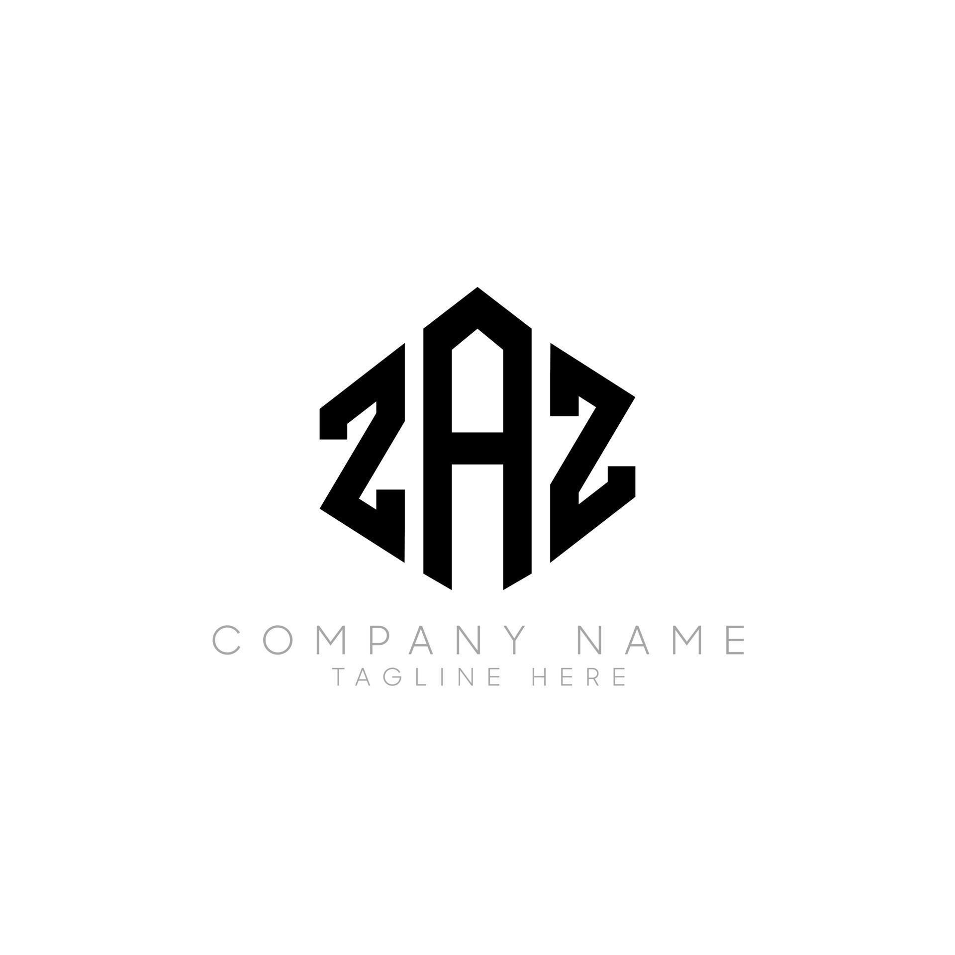 diseño de logotipo de letra zaz con forma de polígono. monograma del logotipo del polígono zaz ...