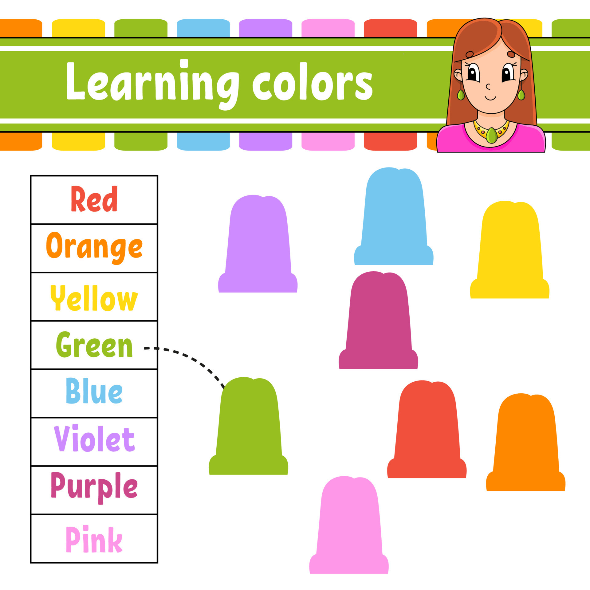 Learning colors. Education developing worksheet. Activity page with ...