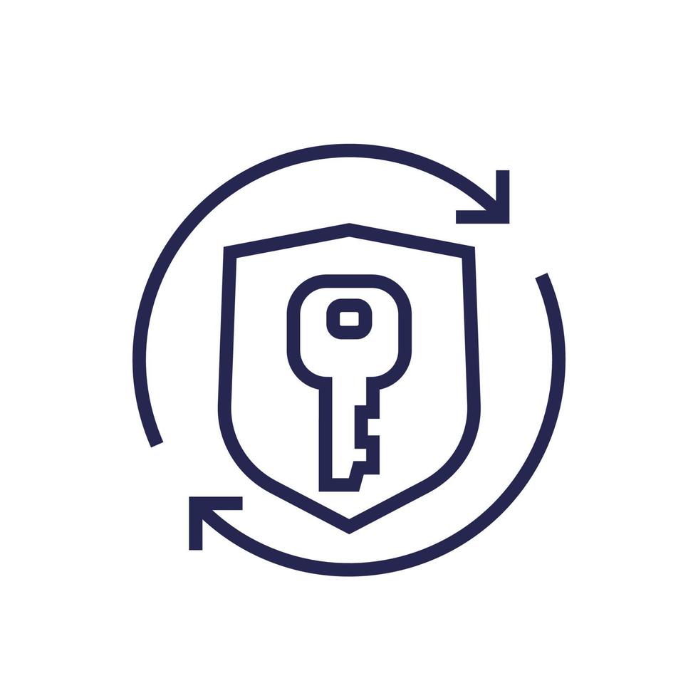 Cybersecurity Access Data Protection Line Icon With Shield And Key