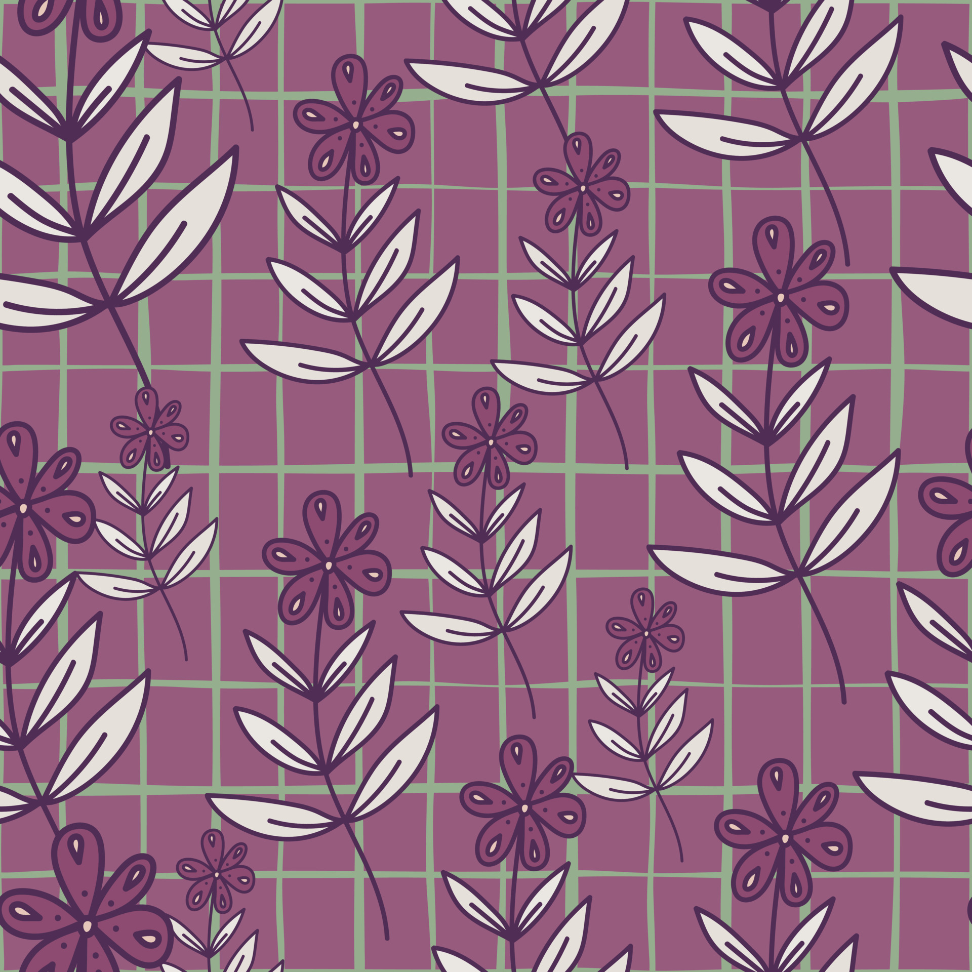 Hand drawn ditsy flower seamless pattern. Simple floral field endless ...