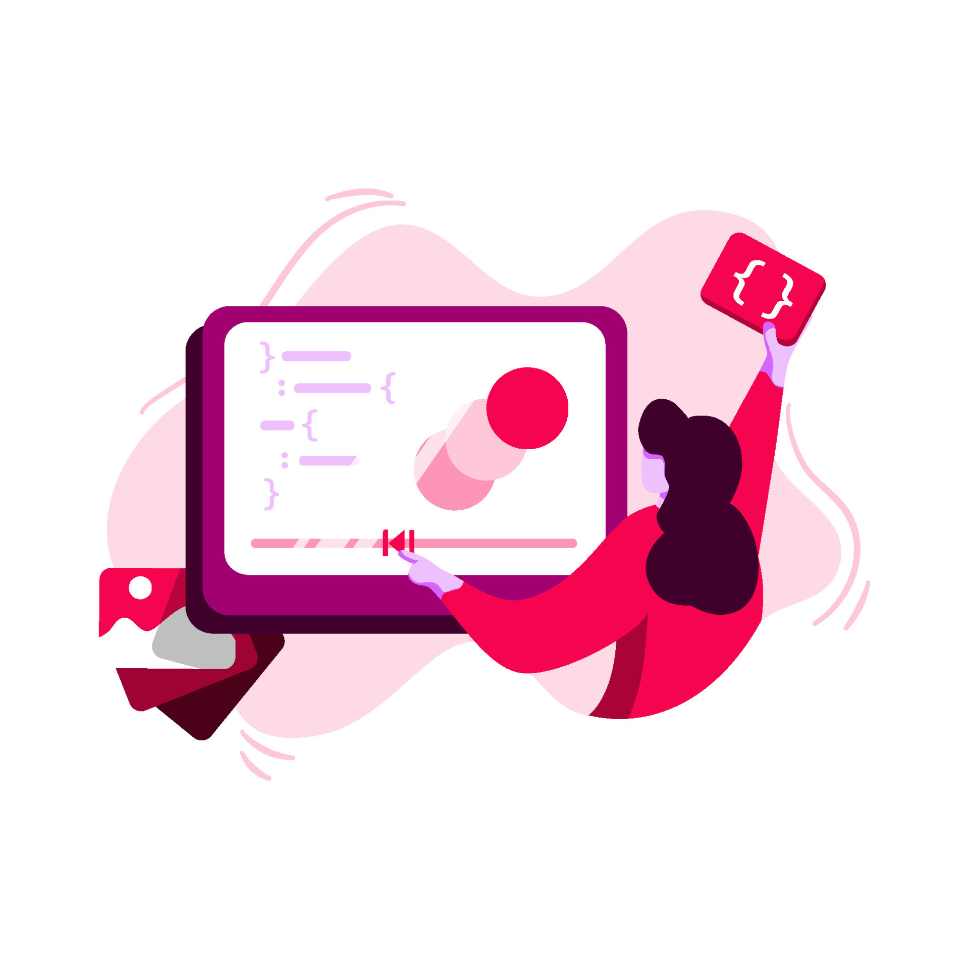 Css Keyframes Icon Illustration Vector For Video Editor Concept On Woman Making Animation Using