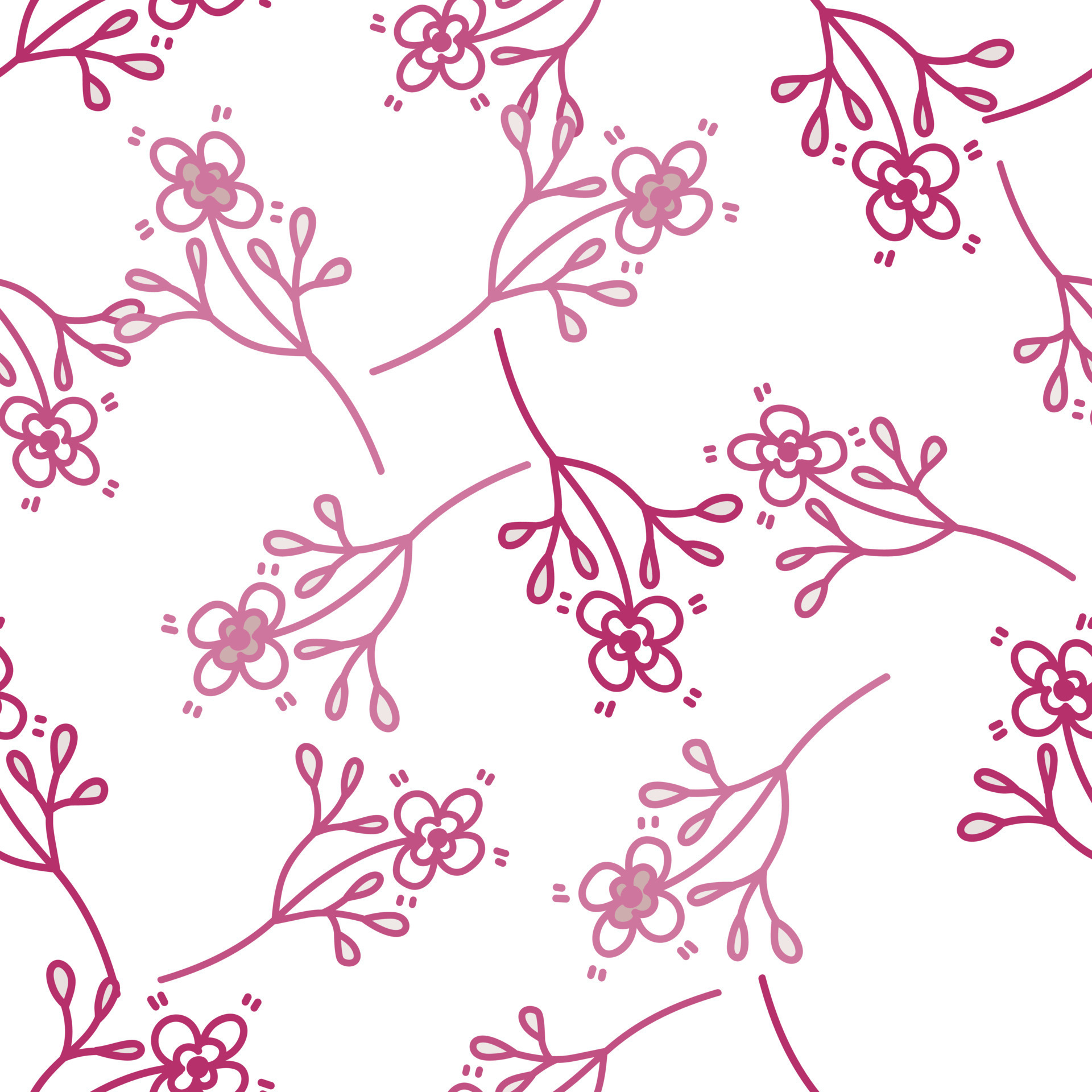 Hand drawn vintage flower seamless pattern. Simple floral wallpaper ...