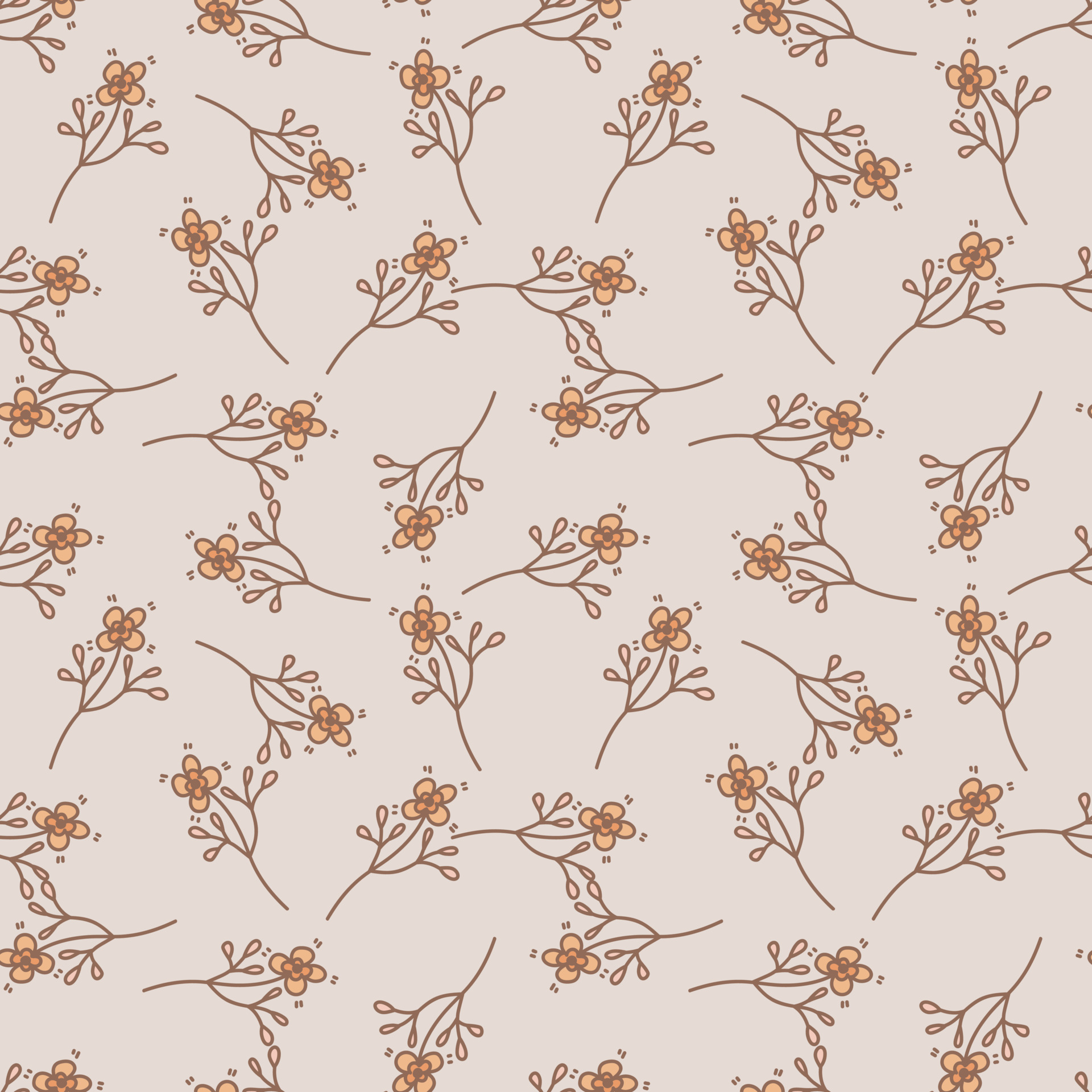 Hand drawn vintage flower seamless pattern. Simple floral wallpaper ...