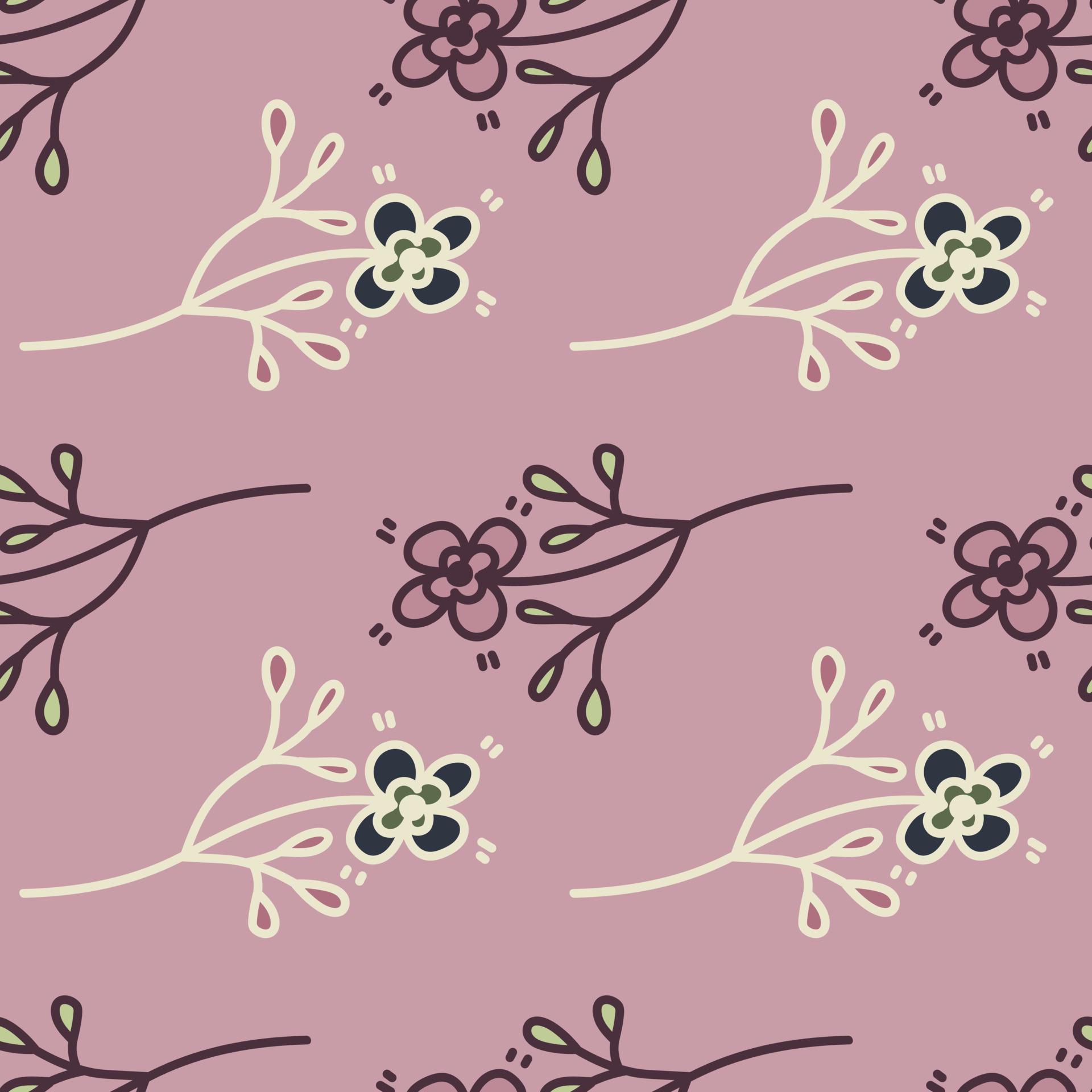 Hand drawn vintage flower seamless pattern. Simple floral wallpaper ...