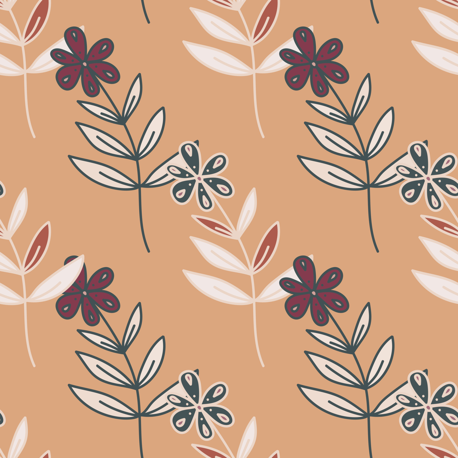 Hand drawn ditsy flower seamless pattern. Simple floral field endless ...