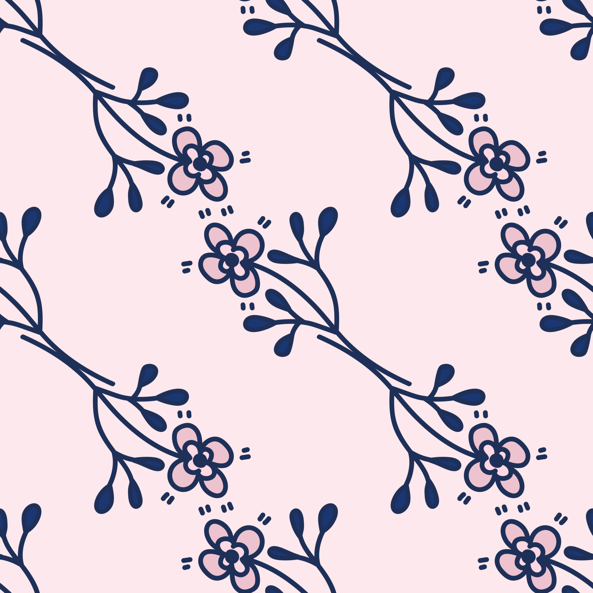 Hand drawn vintage flower seamless pattern. Simple floral wallpaper ...