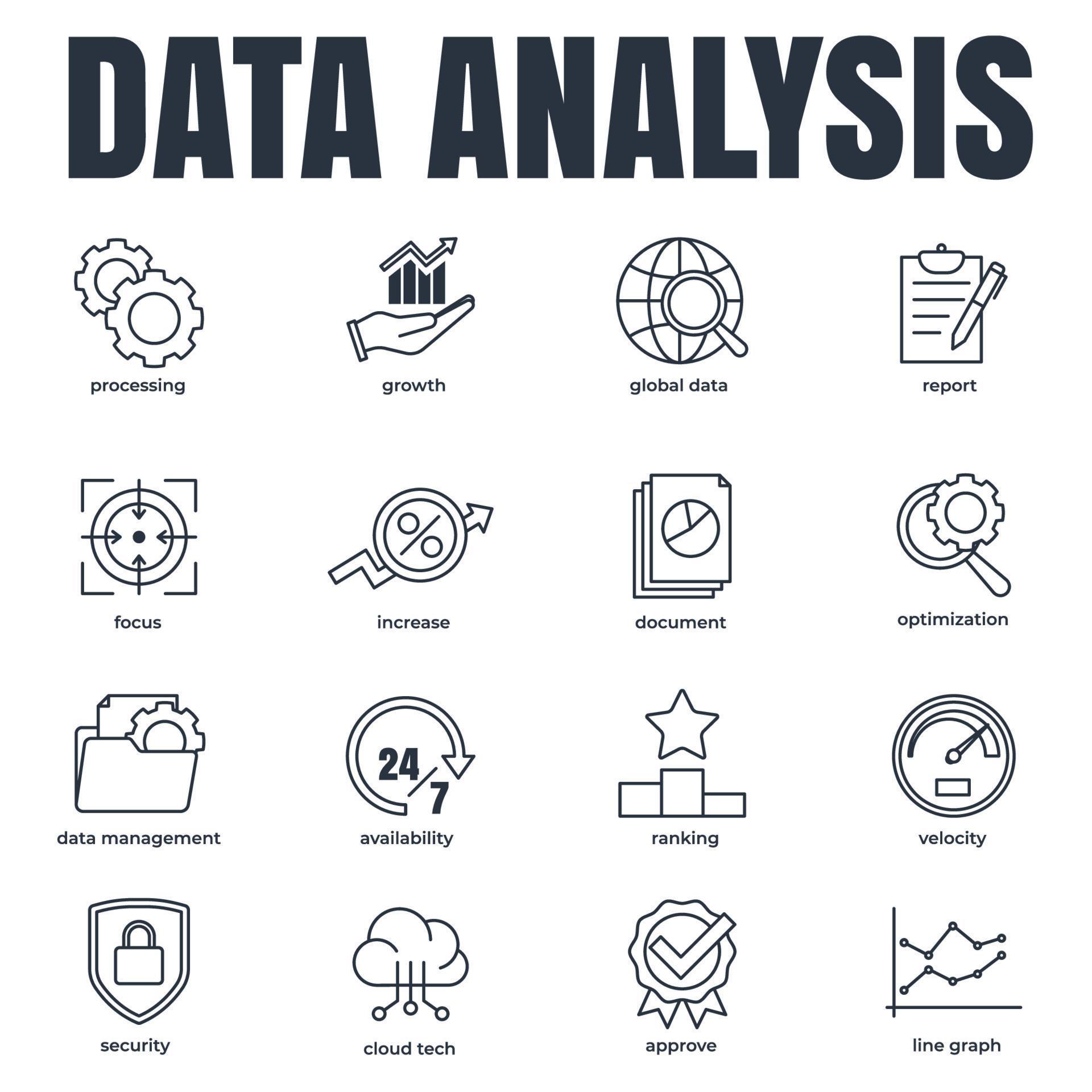 Set of Data analysis icon logo vector illustration. Data Analysis pack ...