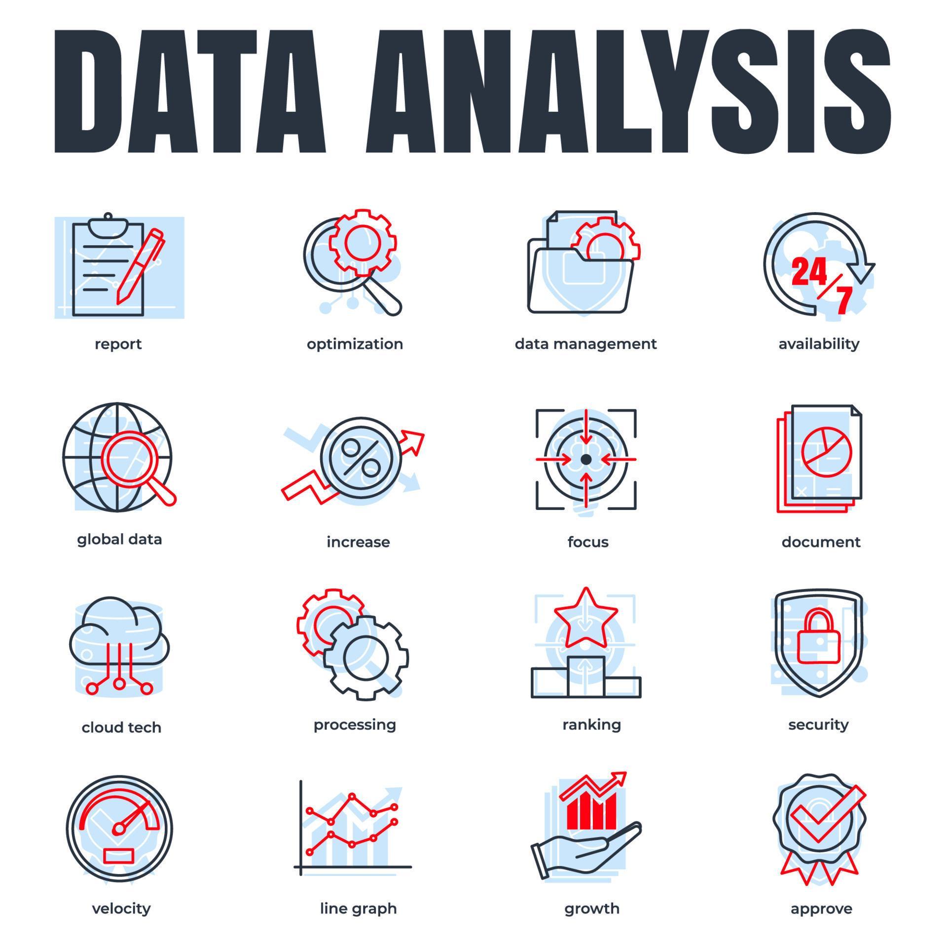 Set Of Data Analysis Icon Logo Vector Illustration Data Analysis Pack