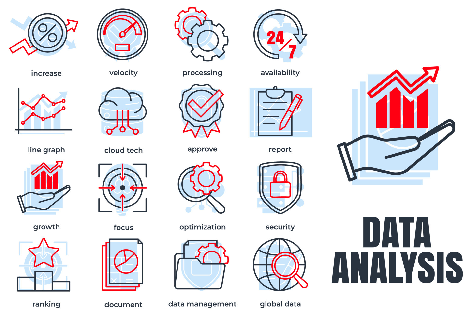 Set of Data analysis icon logo vector illustration. Data Analysis pack ...
